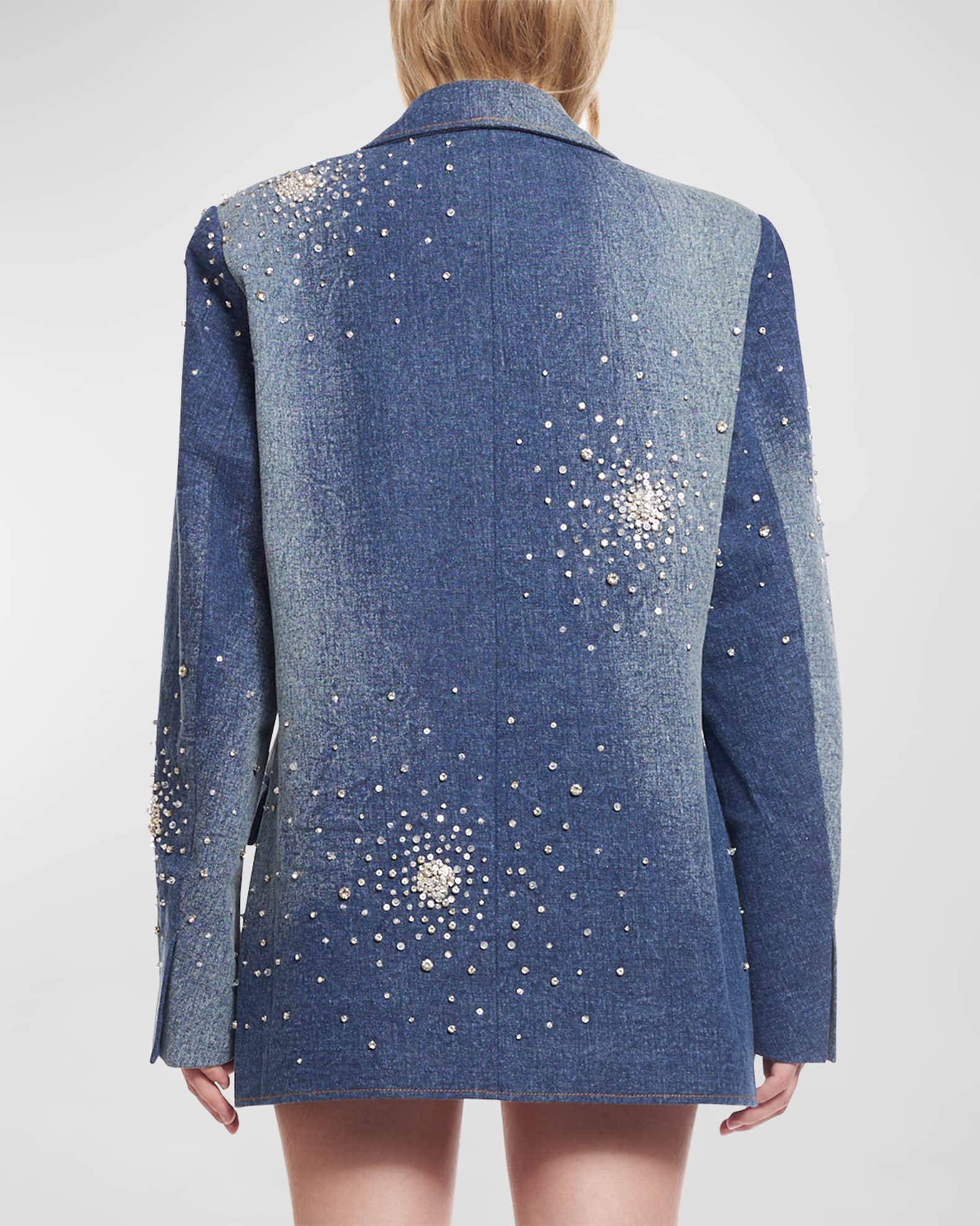 Des Phemmes Tie-Dye Embroidered Tailored Denim Jacket | Neiman Marcus