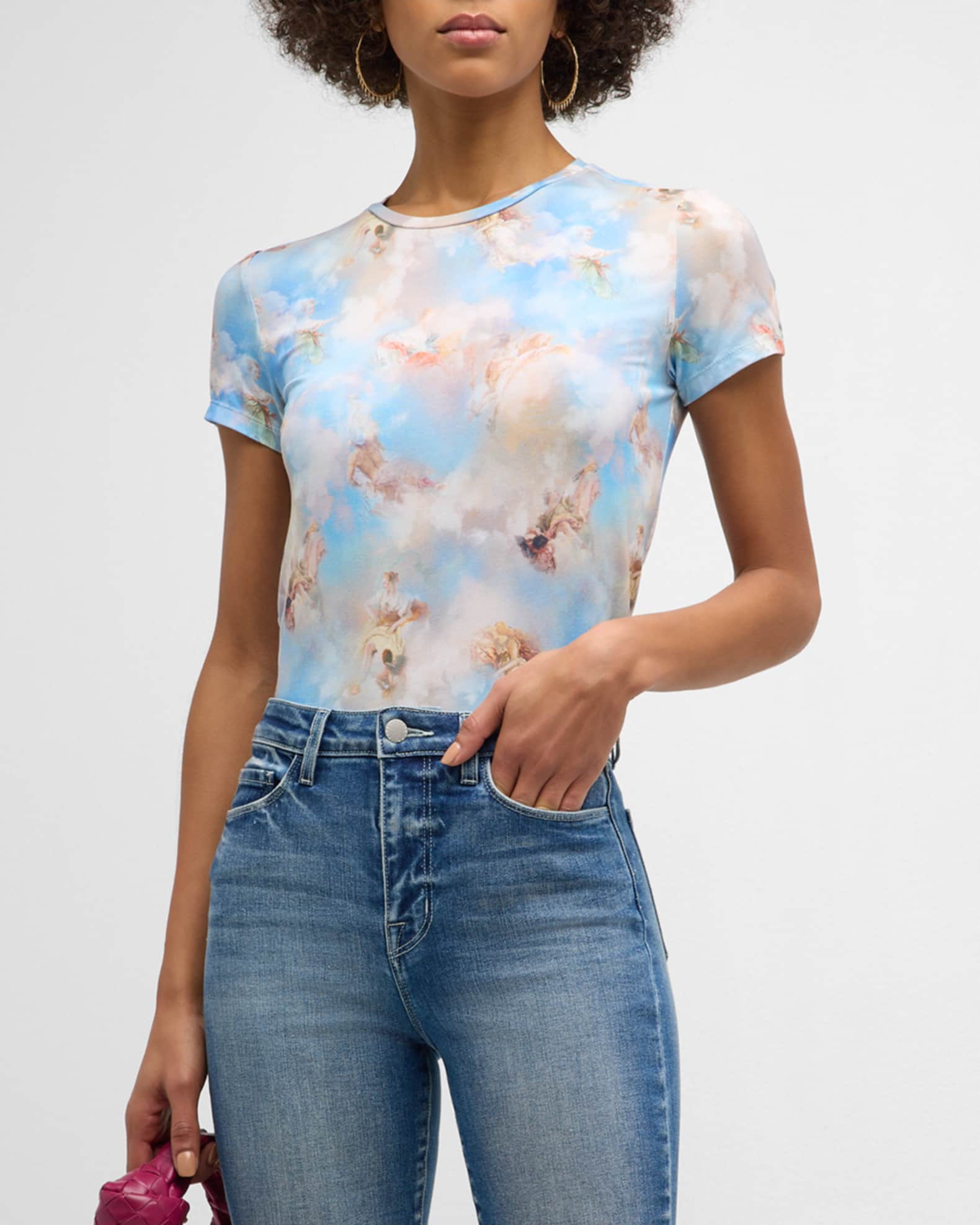L'Agence Ressi Short-Sleeve Angel Tee | Neiman Marcus