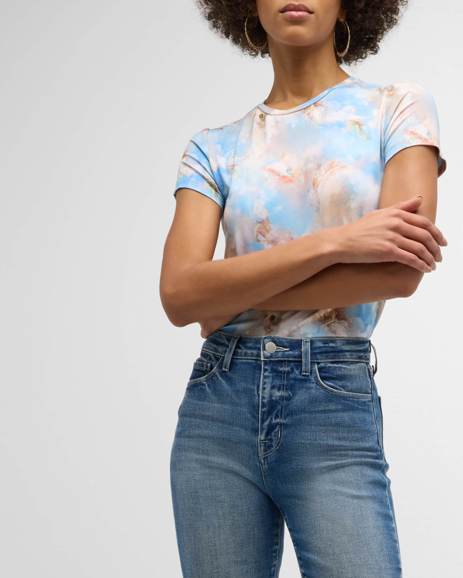 L'Agence Ressi Short-Sleeve Angel Tee | Neiman Marcus