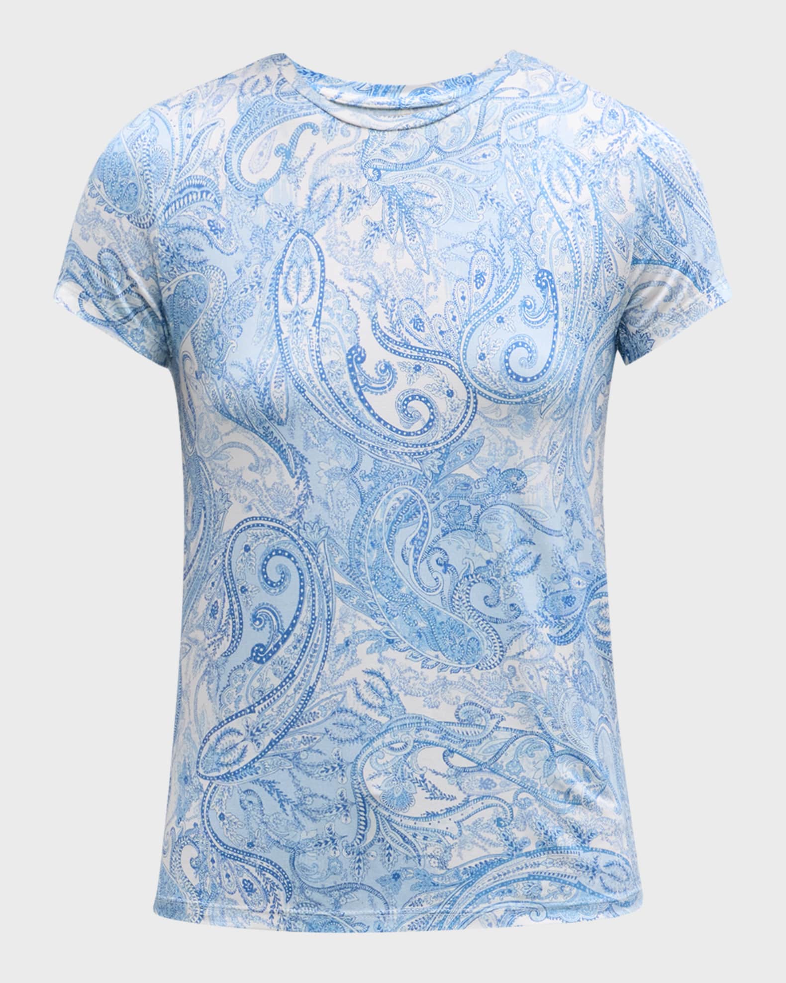 L'Agence Ressi Short-Sleeve Paisley Tee | Neiman Marcus