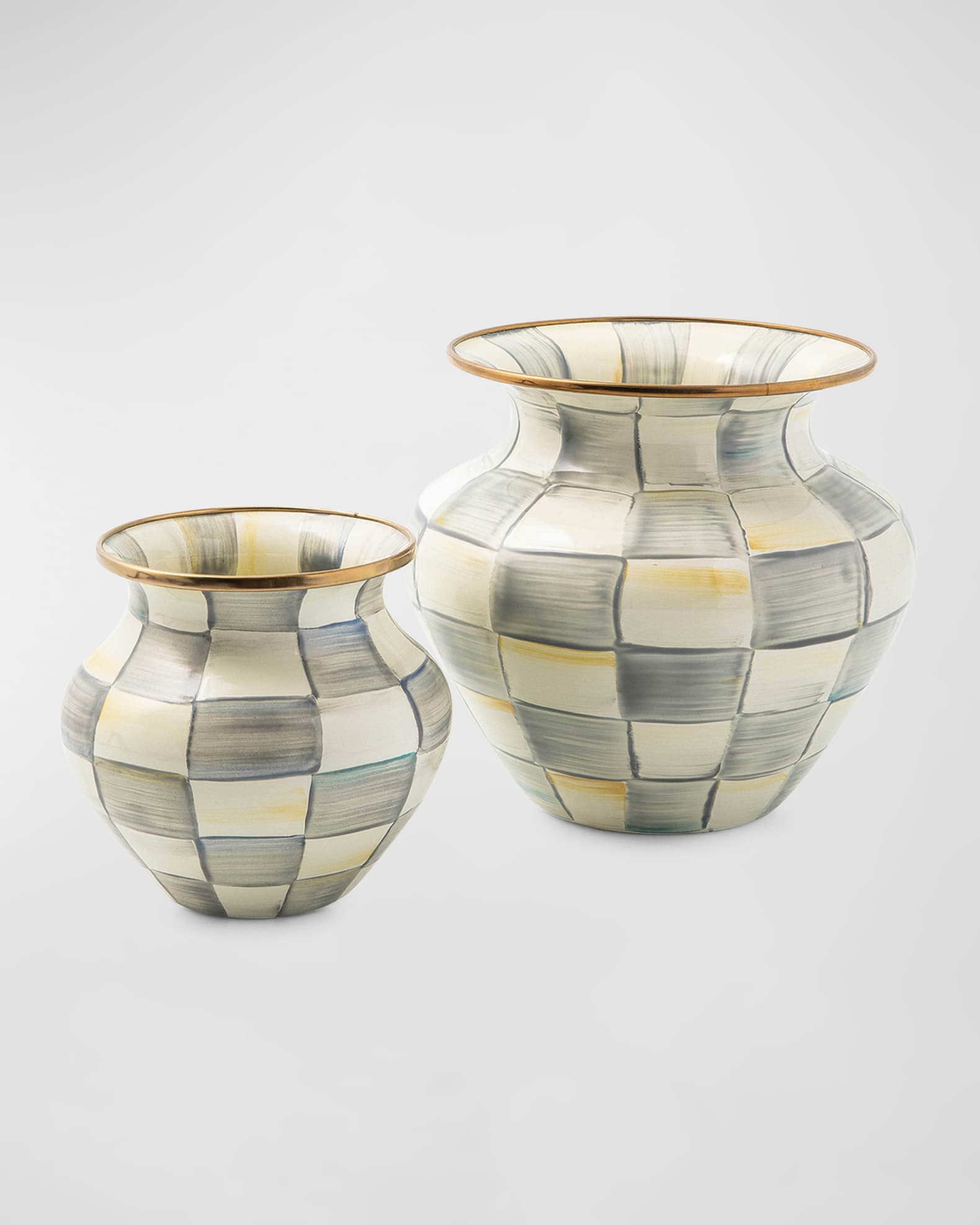 Sterling Check Enamel Vase Collection | Neiman Marcus