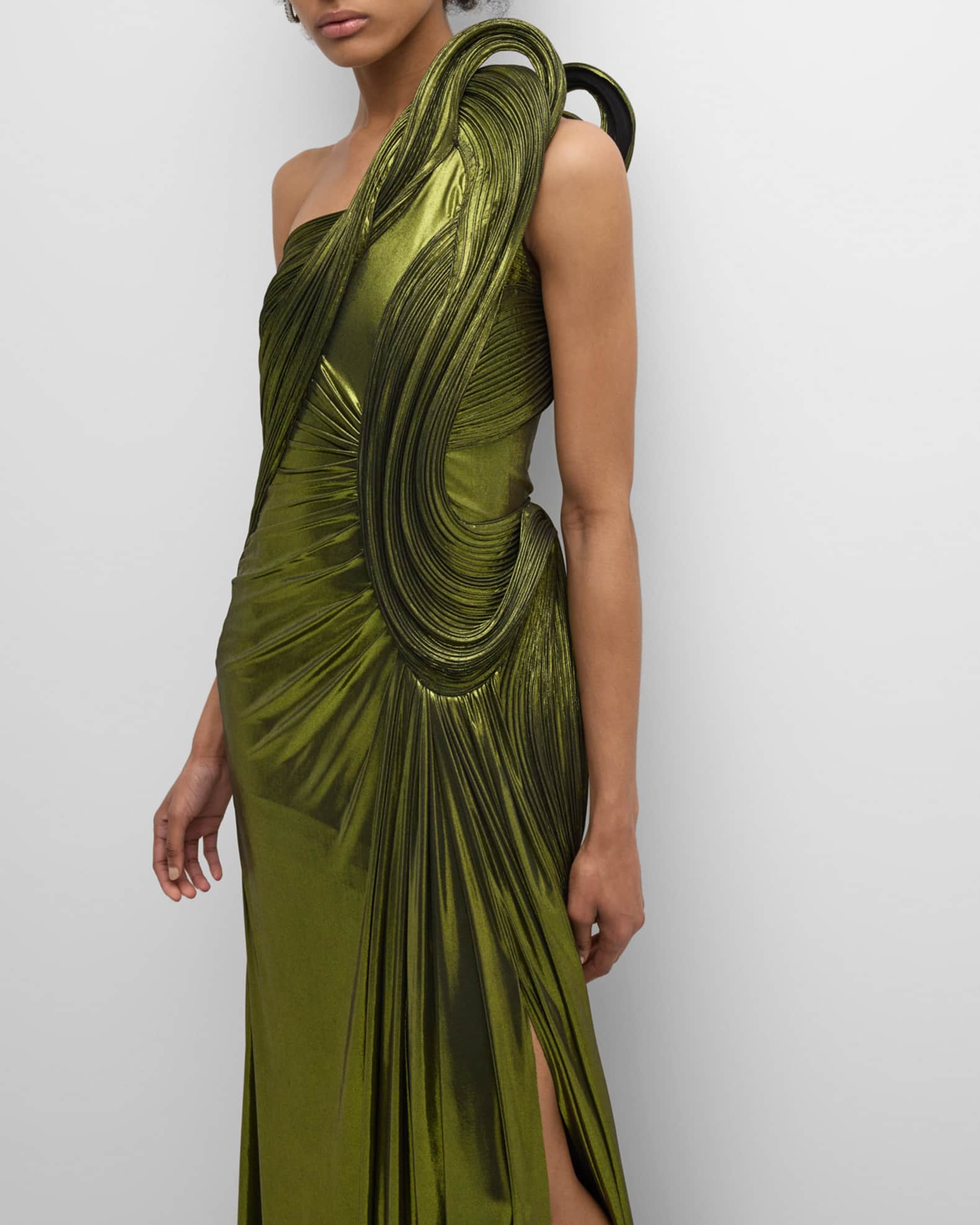Gaurav Gupta Sculpted Wave One-Shoulder Gown | Neiman Marcus