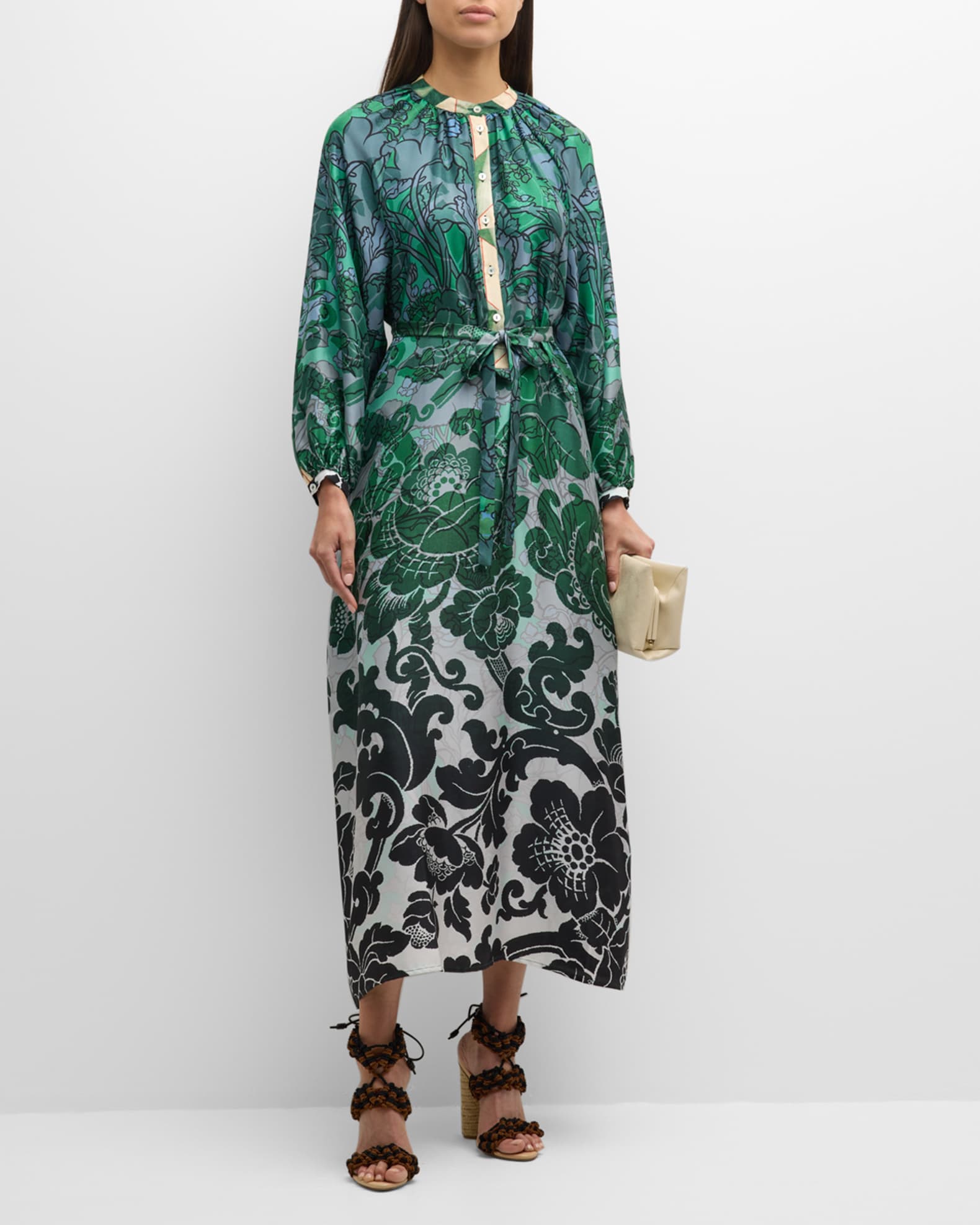 Pierre-Louis Mascia Ombre Floral-Print Maxi Dress | Neiman Marcus