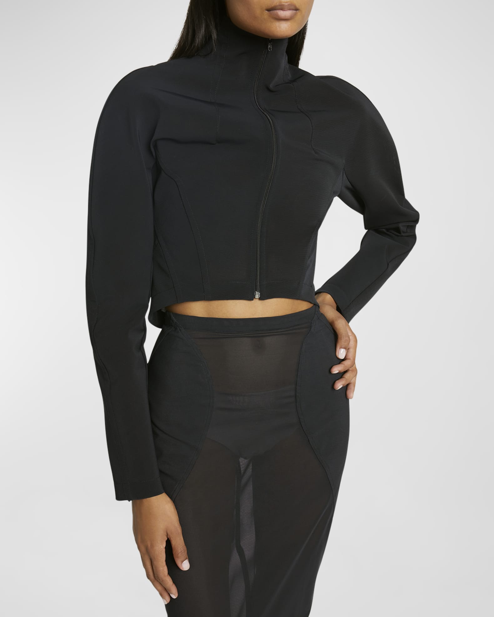 ALAIA High Neck Zip-Up Jacket | Neiman Marcus