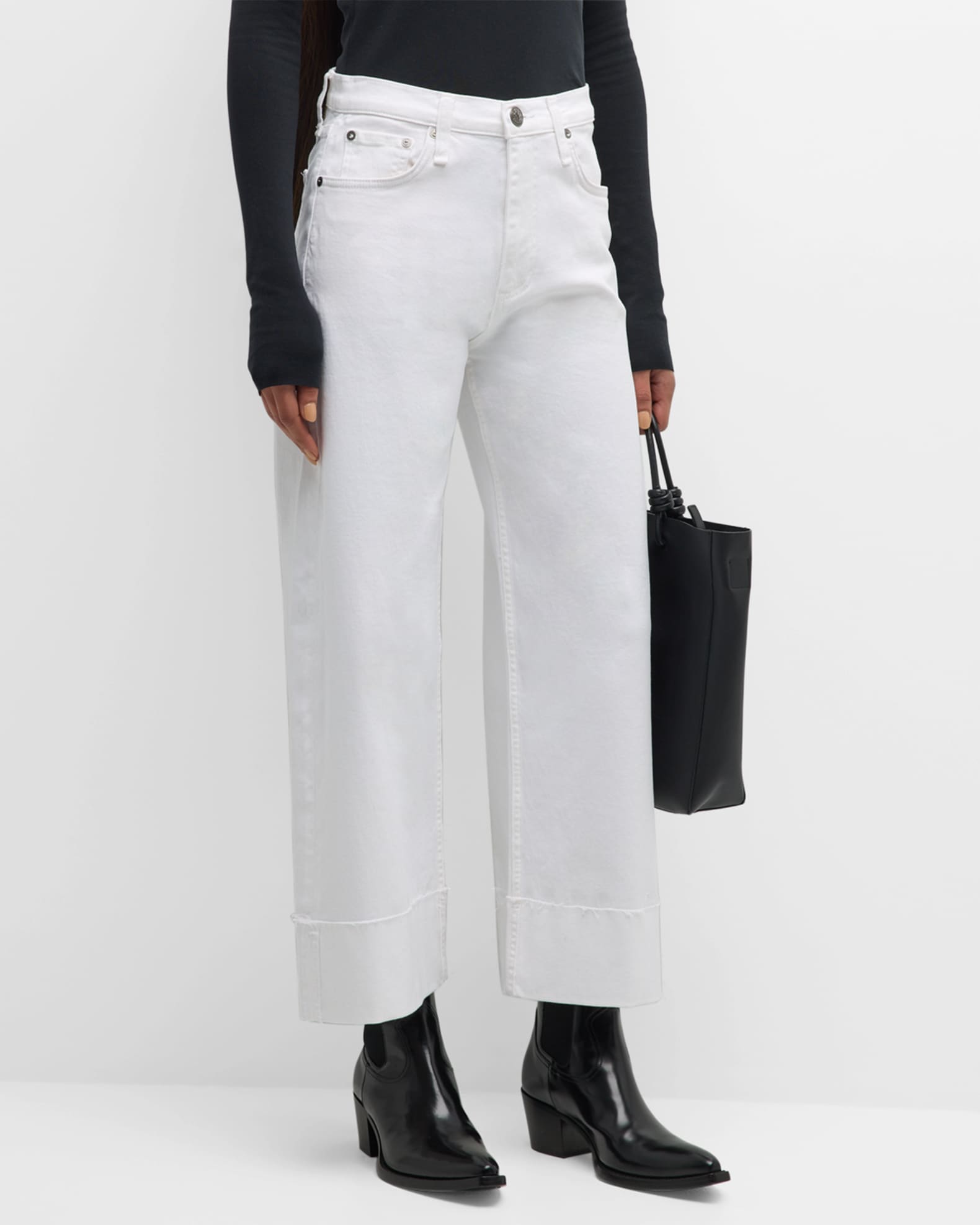 Rag & Bone Andi Wide-Leg Cuffed Jeans | Neiman Marcus