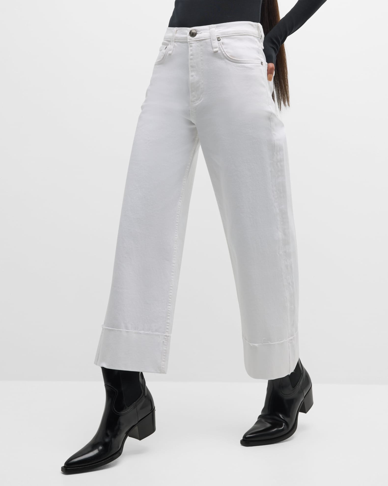 Rag & Bone Andi Wide-Leg Cuffed Jeans | Neiman Marcus