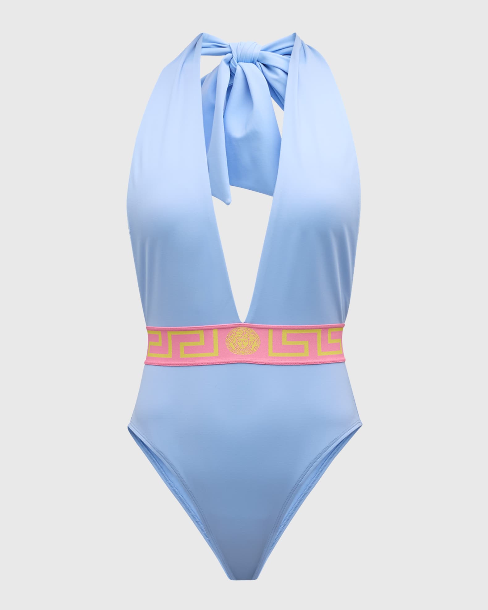 Versace Greca Border Backless One-Piece Swimsuit | Neiman Marcus