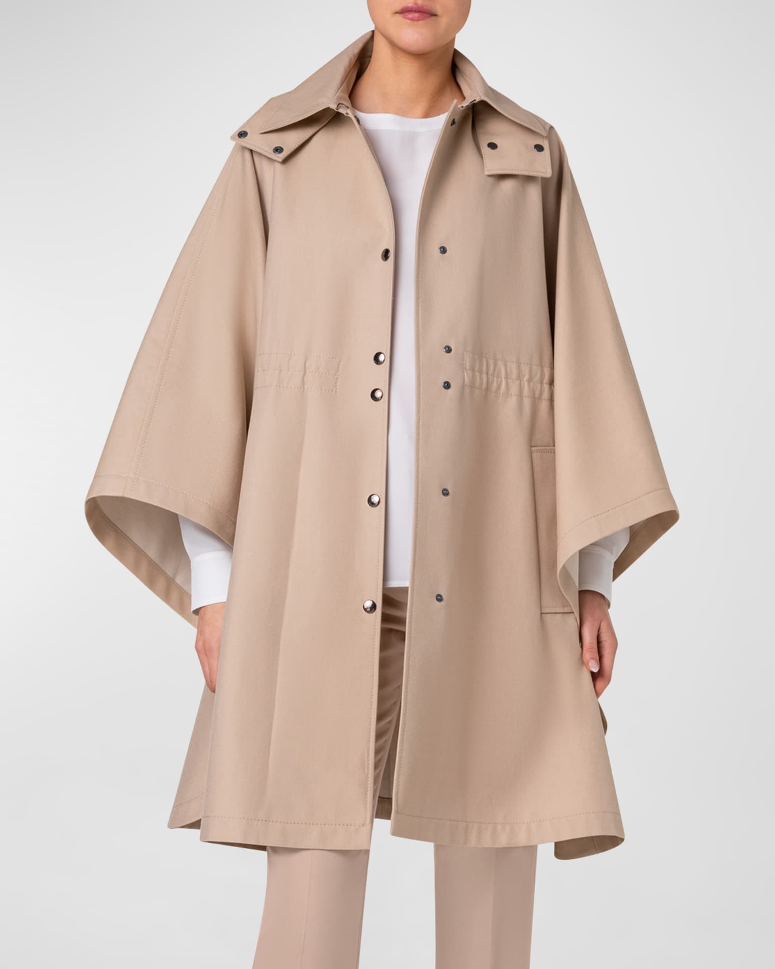 Akris Veda Cotton Gabardine Cape Jacket | Neiman Marcus