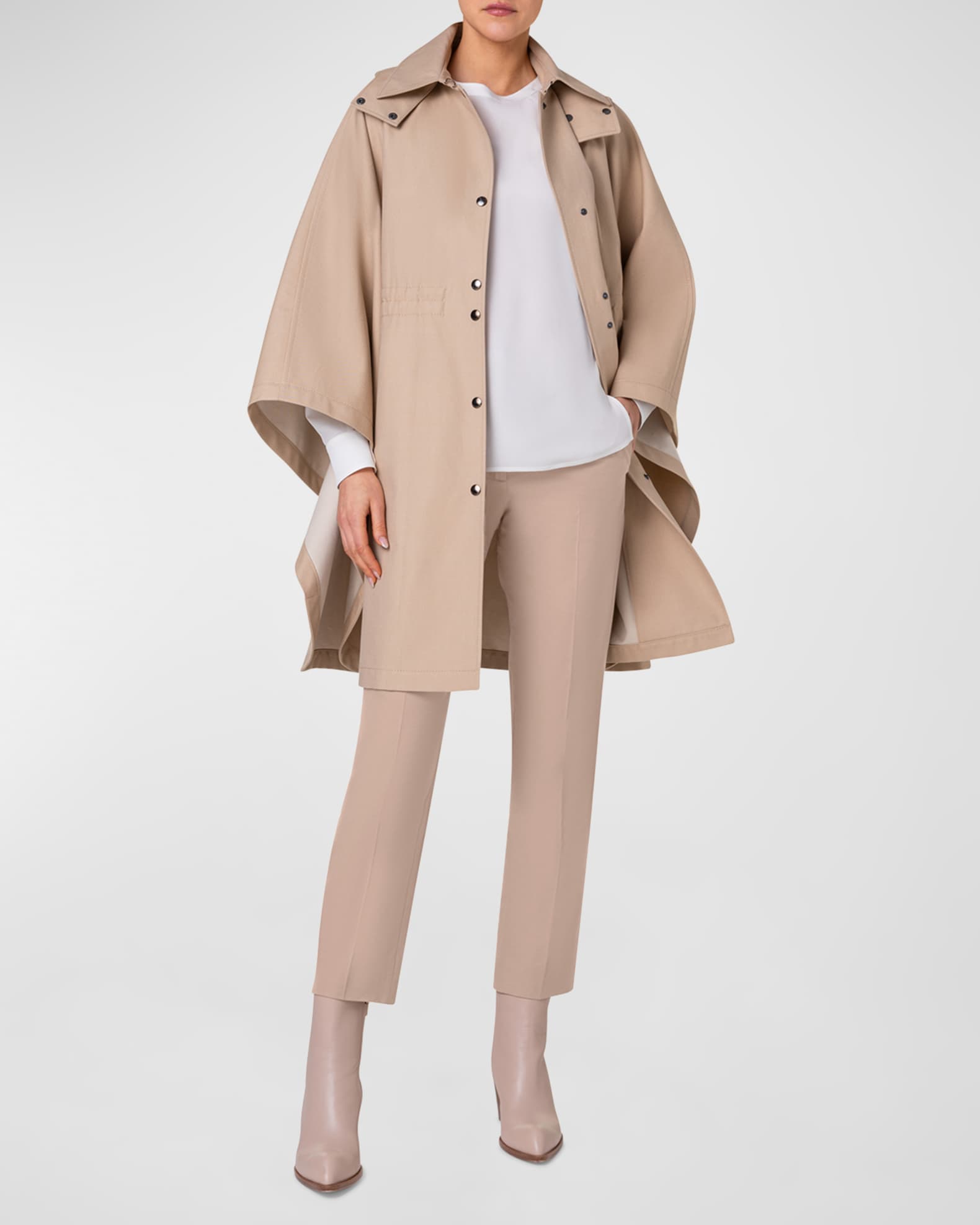 Akris Veda Cotton Gabardine Cape Jacket | Neiman Marcus