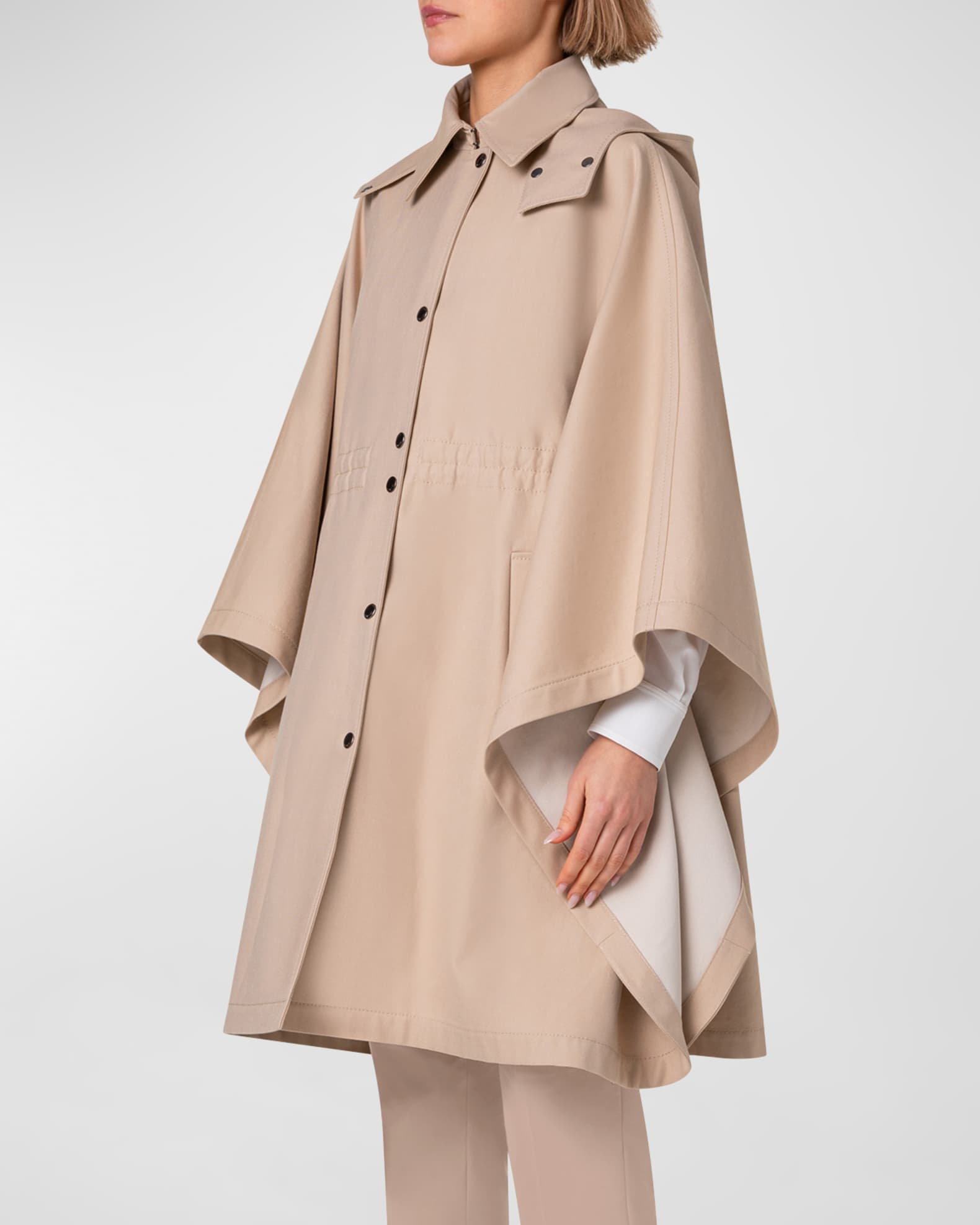 Akris Veda Cotton Gabardine Cape Jacket | Neiman Marcus