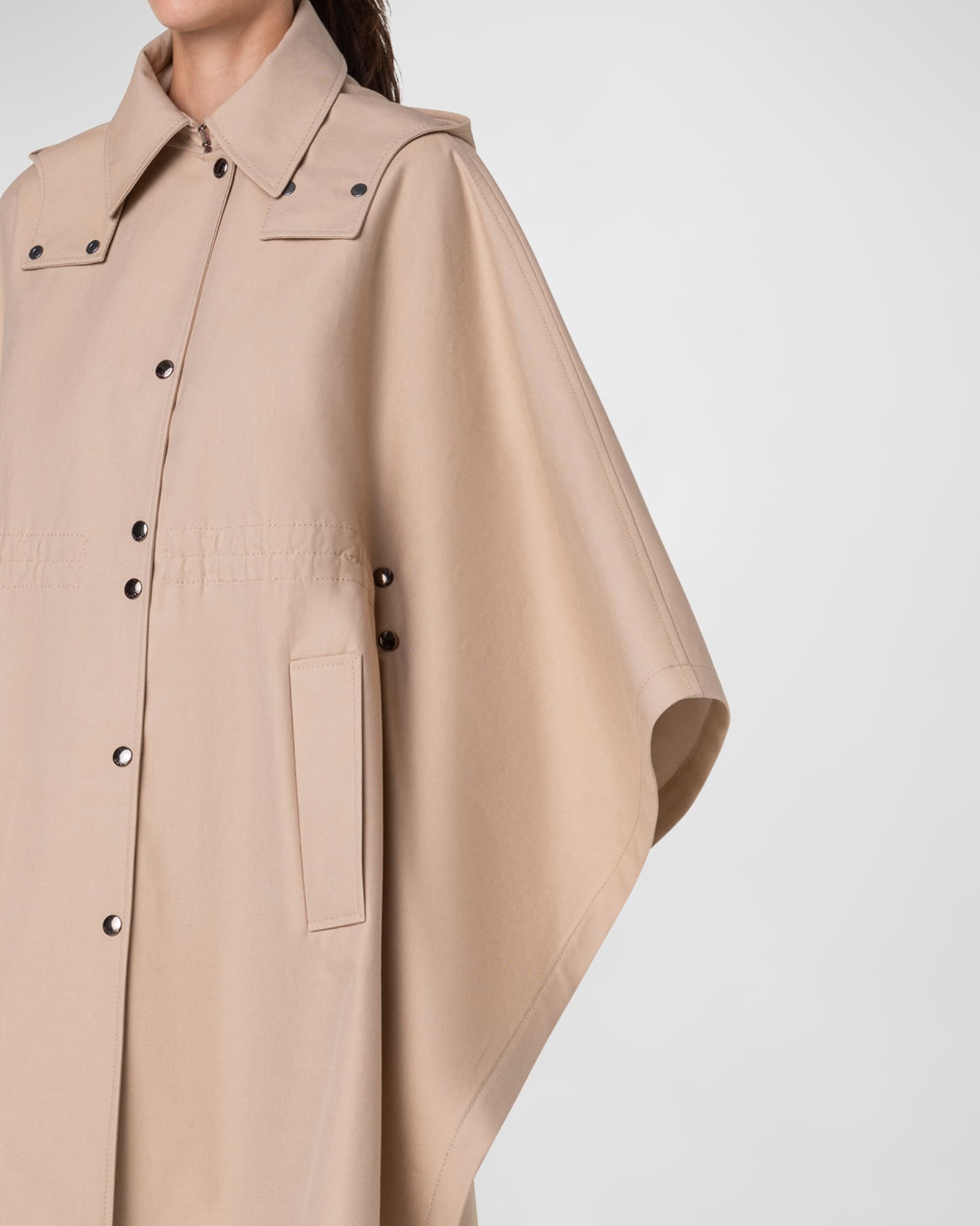 Akris Veda Cotton Gabardine Cape Jacket | Neiman Marcus