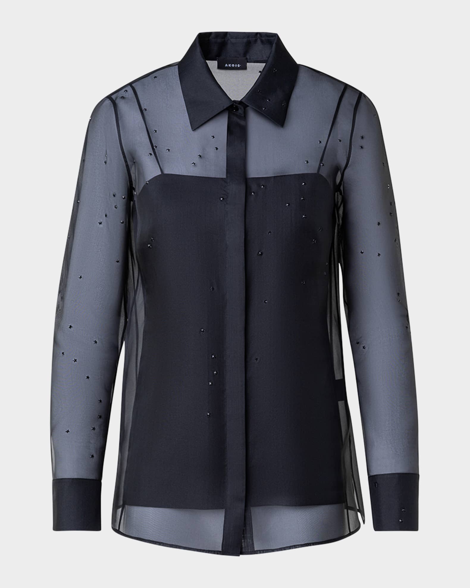 Akris Silk Organza Tunic Blouse with Swarovski Stars Embellishment ...