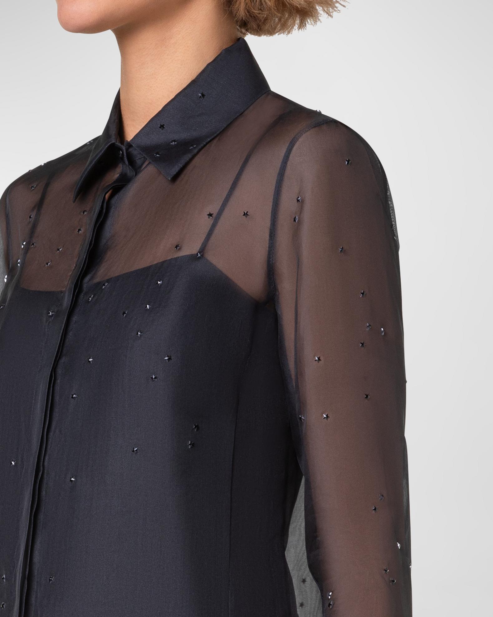 Akris Silk Organza Tunic Blouse with Swarovski Stars Embellishment ...