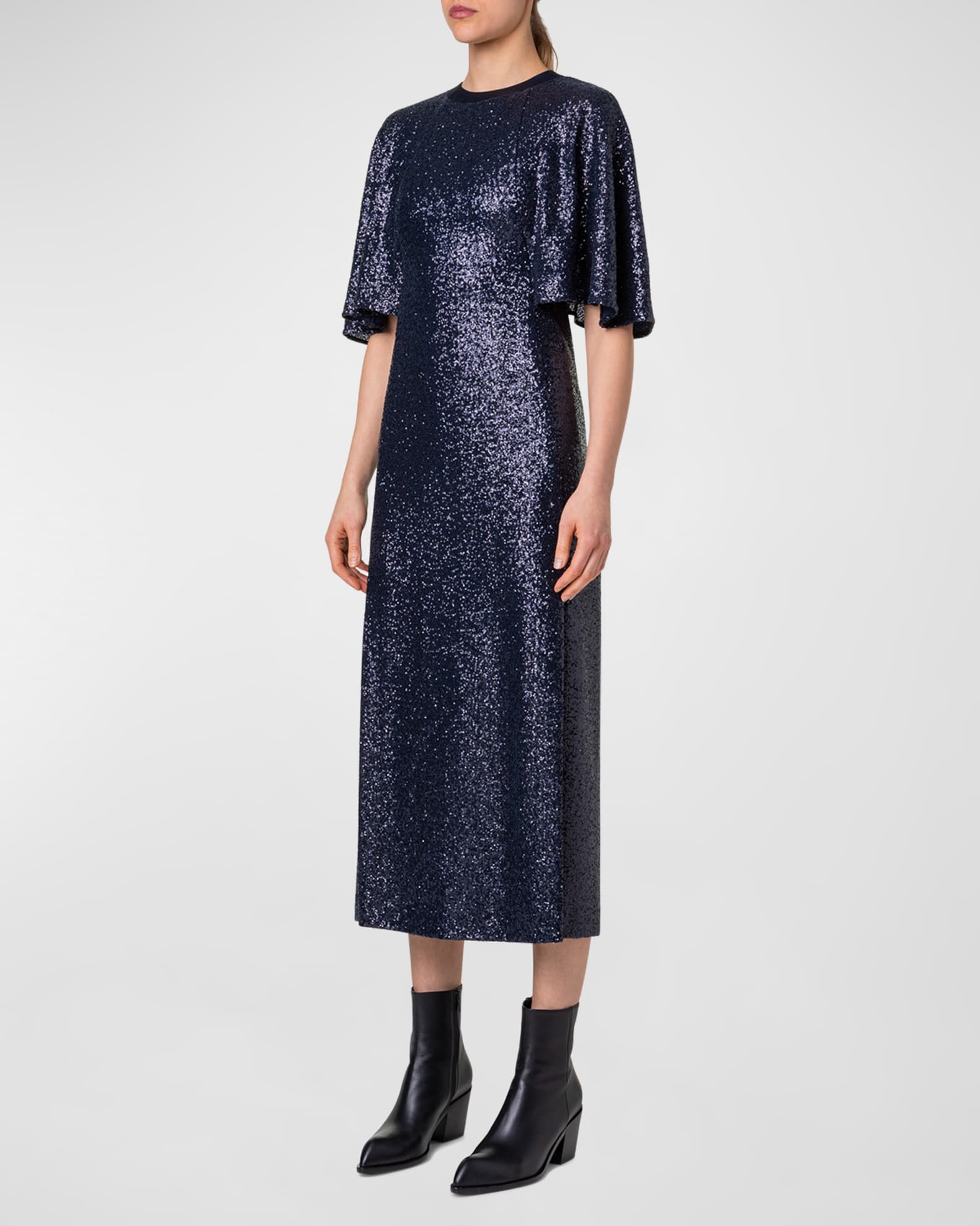 Akris Sequin Jersey Cape Dress | Neiman Marcus
