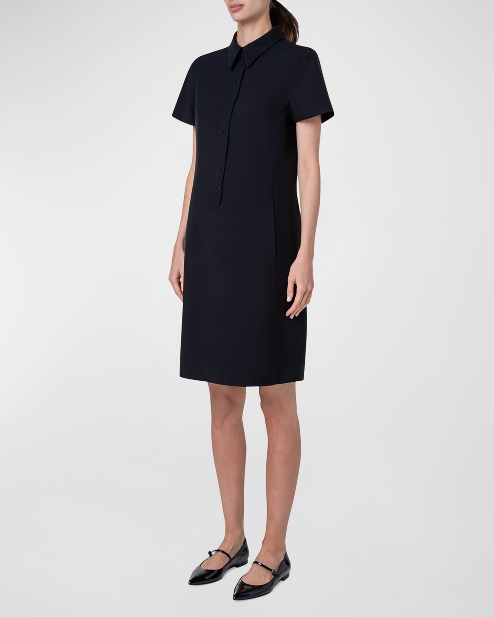 Akris Cotton Silk Button-Front Polo Dress | Neiman Marcus