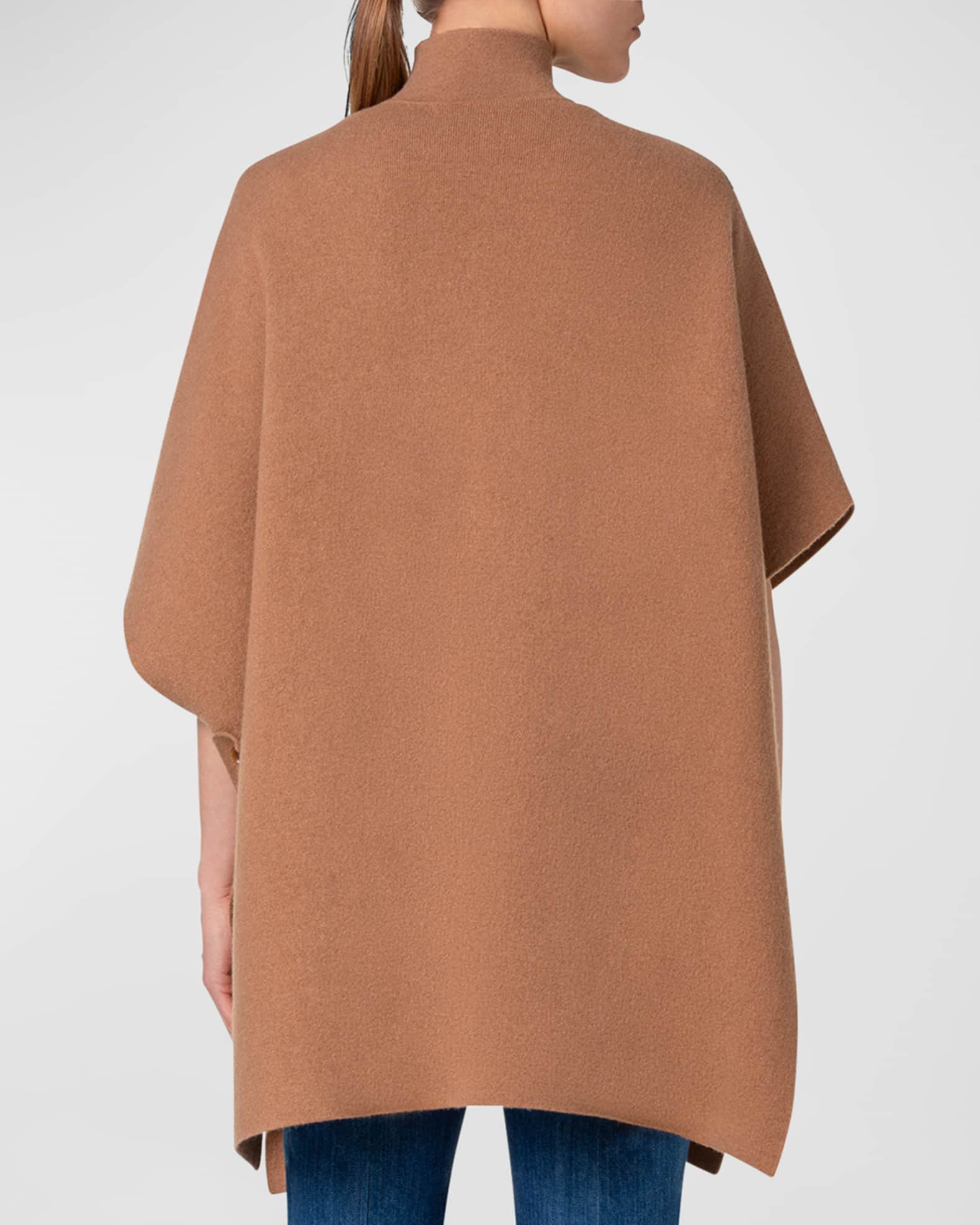 Akris Reversible Rooster Intarsia Cashmere Double-Face Knit Cape ...