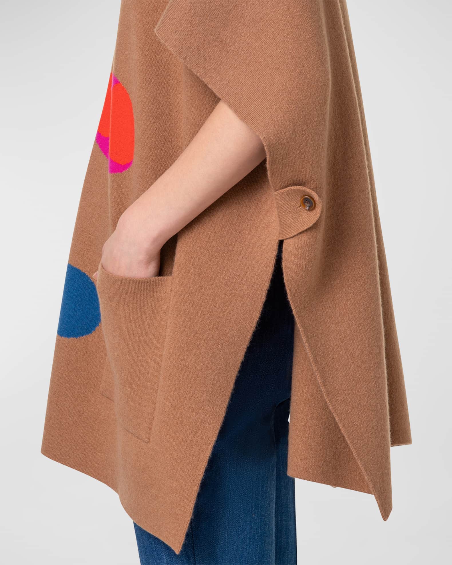 Akris Reversible Rooster Intarsia Cashmere Double-Face Knit Cape ...