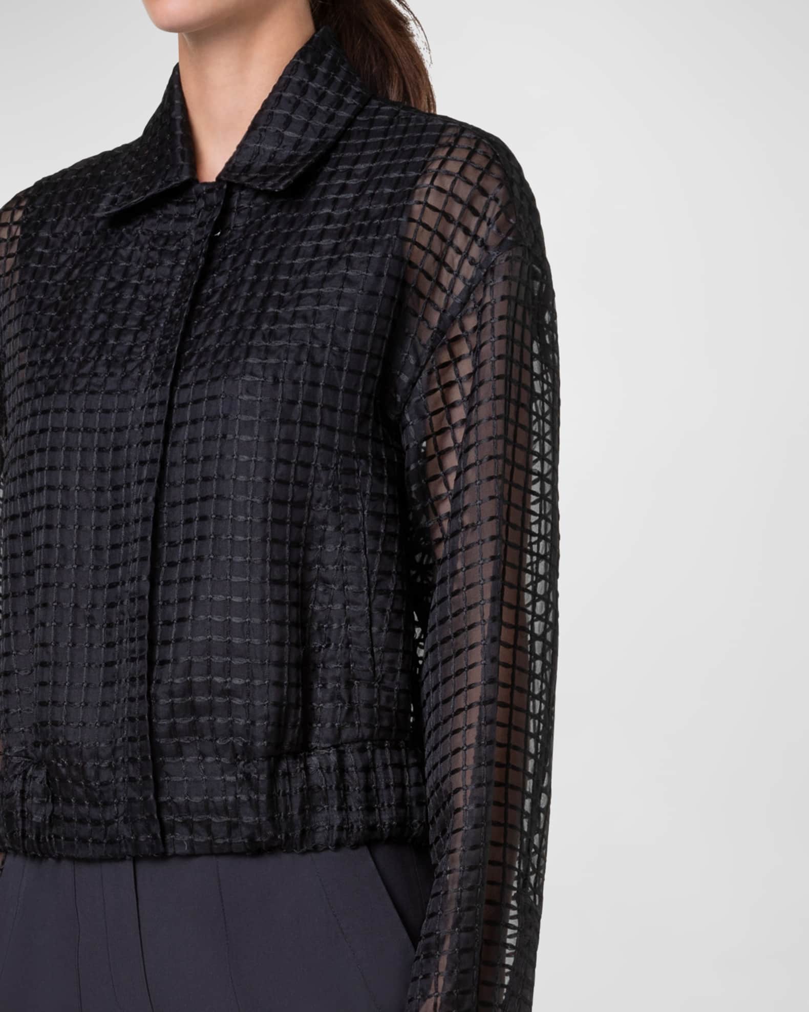 Akris Wanda Organza Short Jacket with Window Plaid Embroidery | Neiman ...