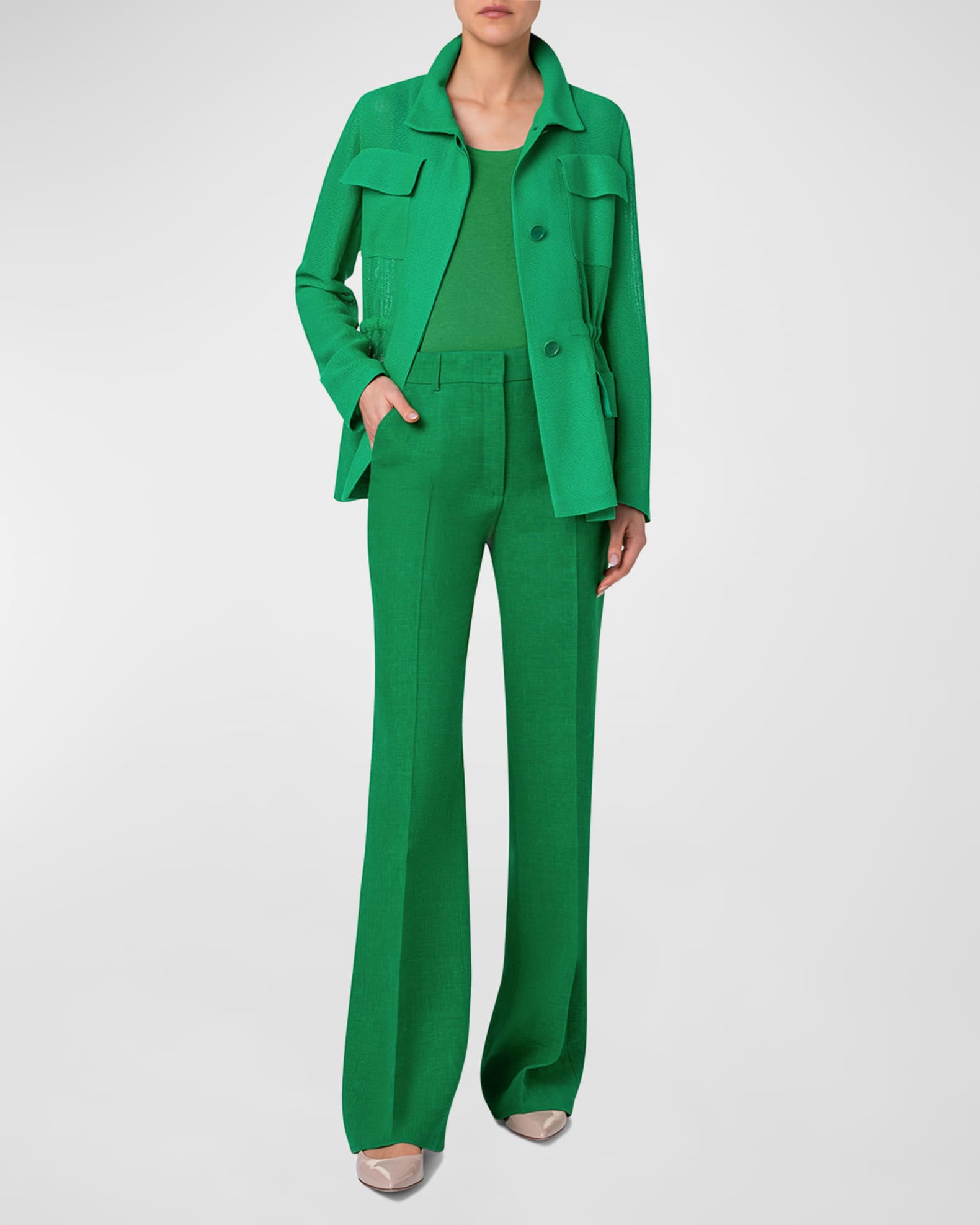 Akris Chianti Drawstring-Waist Knit Jacket | Neiman Marcus