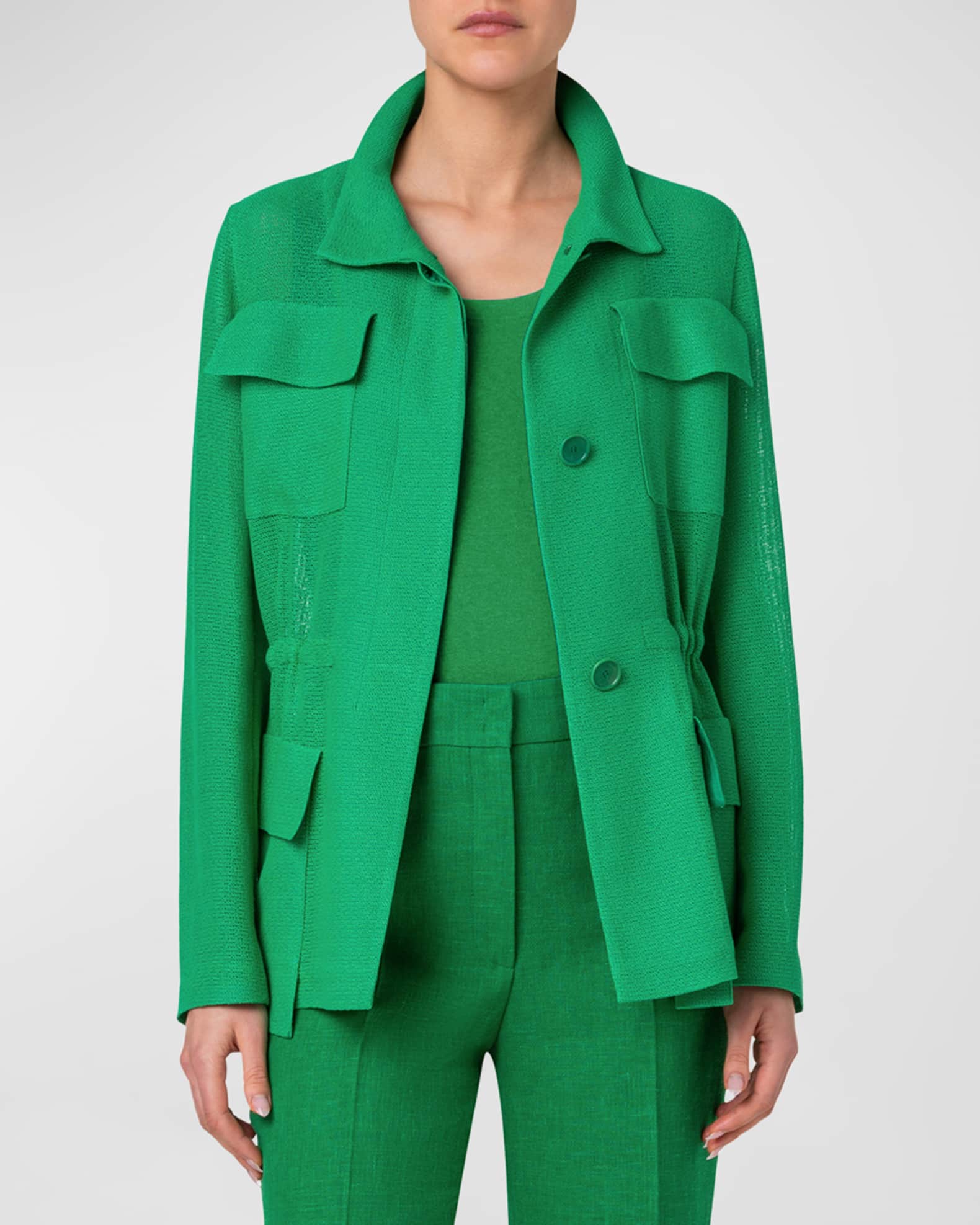 Akris Chianti Drawstring-Waist Knit Jacket | Neiman Marcus