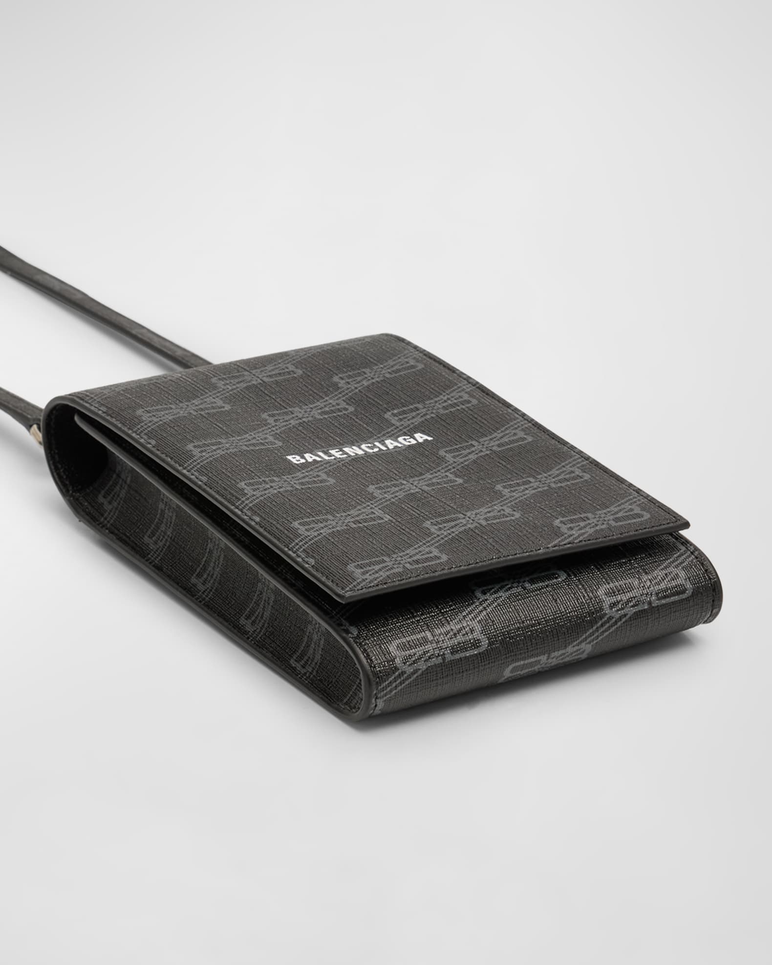 Balenciaga Men's Monogram Coated Canvas Phone Holder | Neiman Marcus