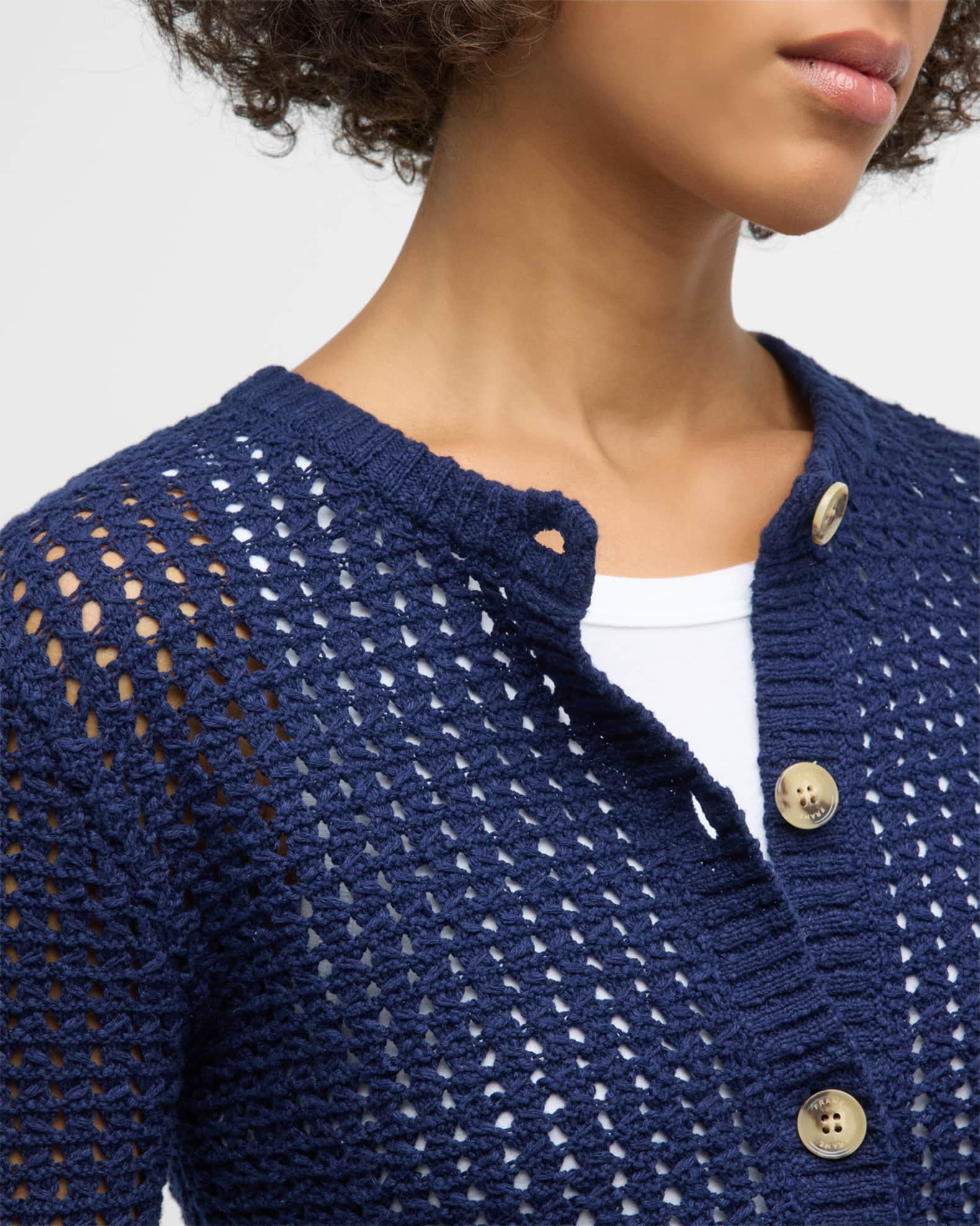 FRAME Cropped Tape-Yarn Cardigan | Neiman Marcus