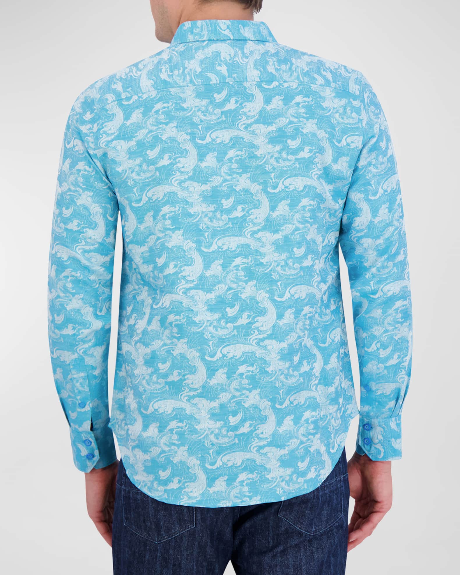 Robert Graham Men's Poseidon Linen-Cotton Sport Shirt | Neiman Marcus