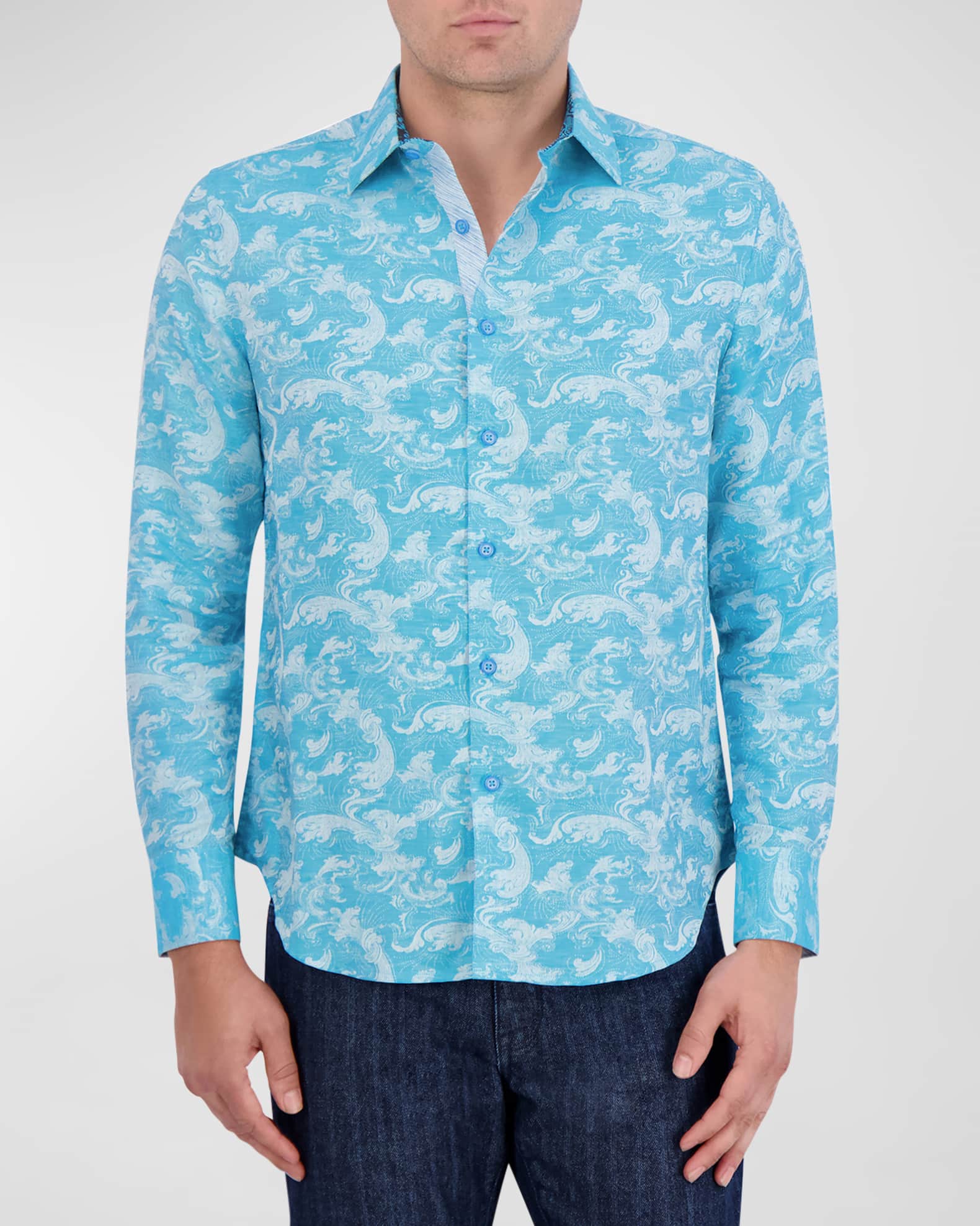 Robert Graham Men's Poseidon Linen-Cotton Sport Shirt | Neiman Marcus