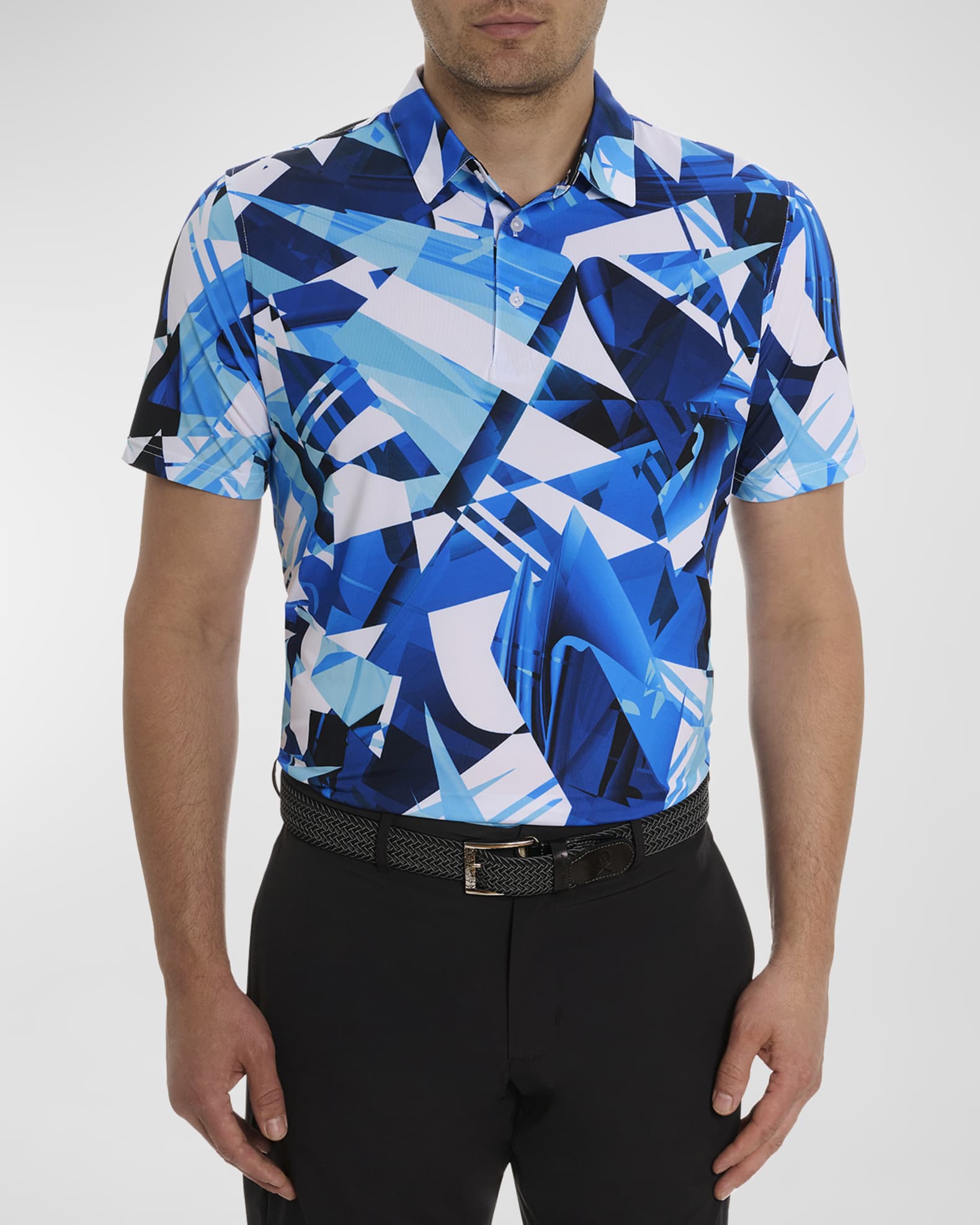 Robert Graham Men's Driftwood Geometric-Print Stretch Polo Shirt ...
