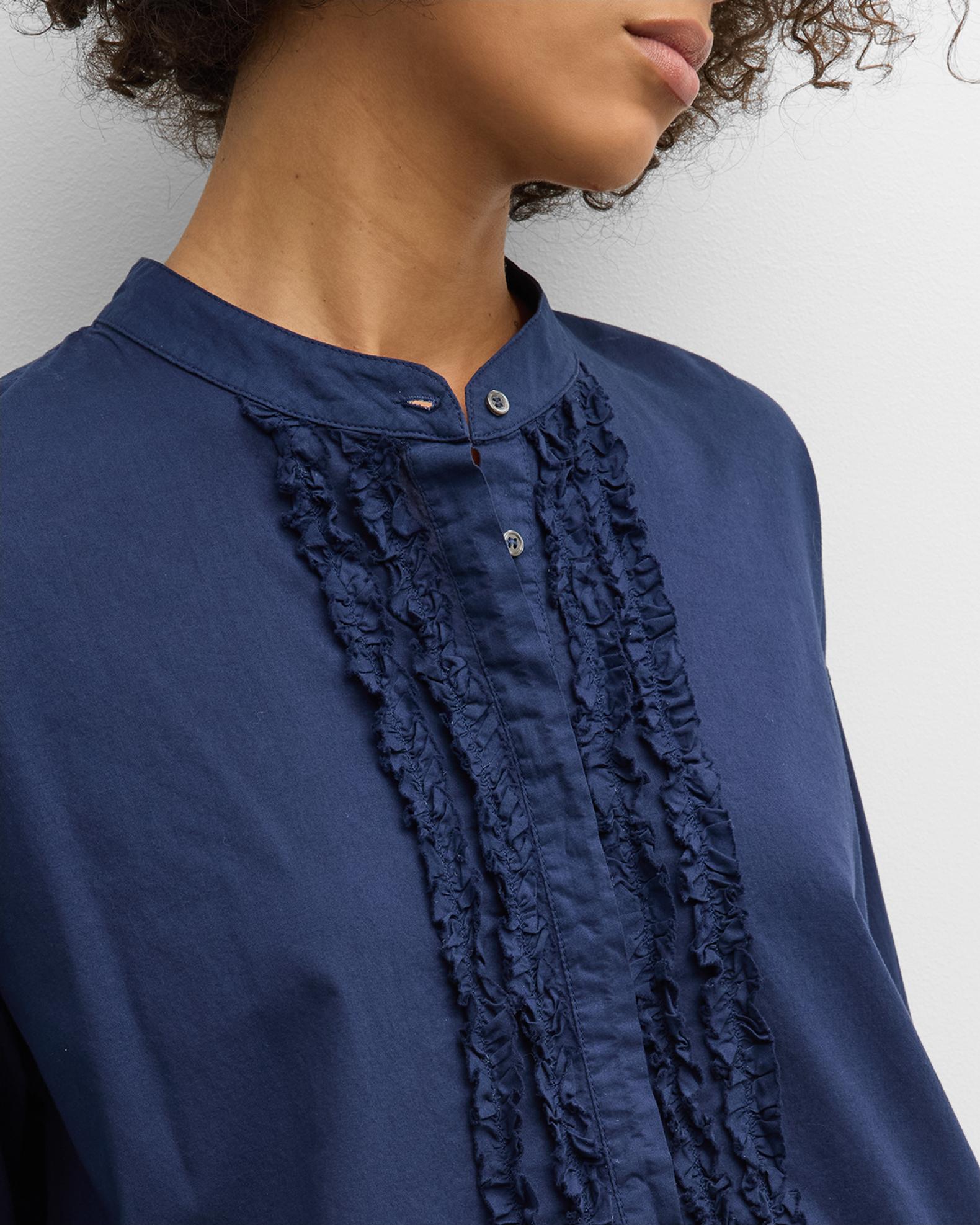 Xirena Sherridan Ruffle-Trim Cotton Top | Neiman Marcus