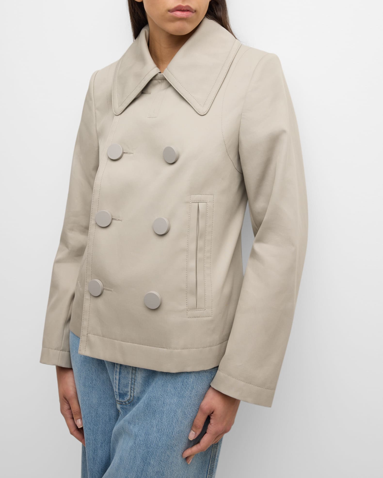 Bottega Veneta Double-Breasted Cotton Twill Caban Jacket | Neiman Marcus