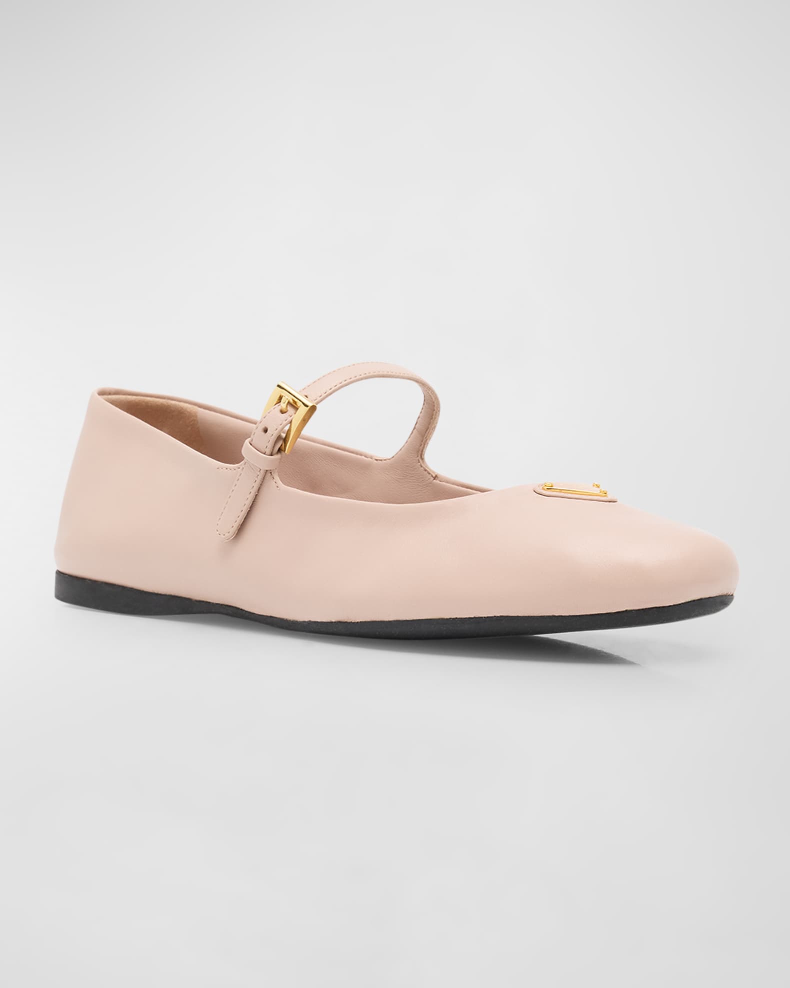 Prada Lambskin Triangle Mary Jane Ballerina Flats | Neiman Marcus