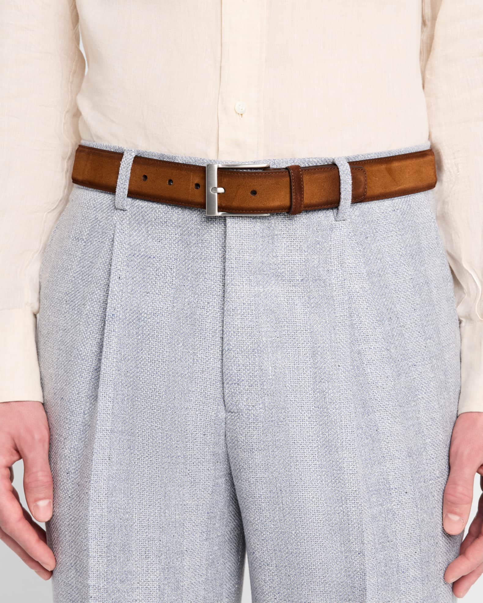 Magnanni Men's Telante Suede Leather Belt | Neiman Marcus