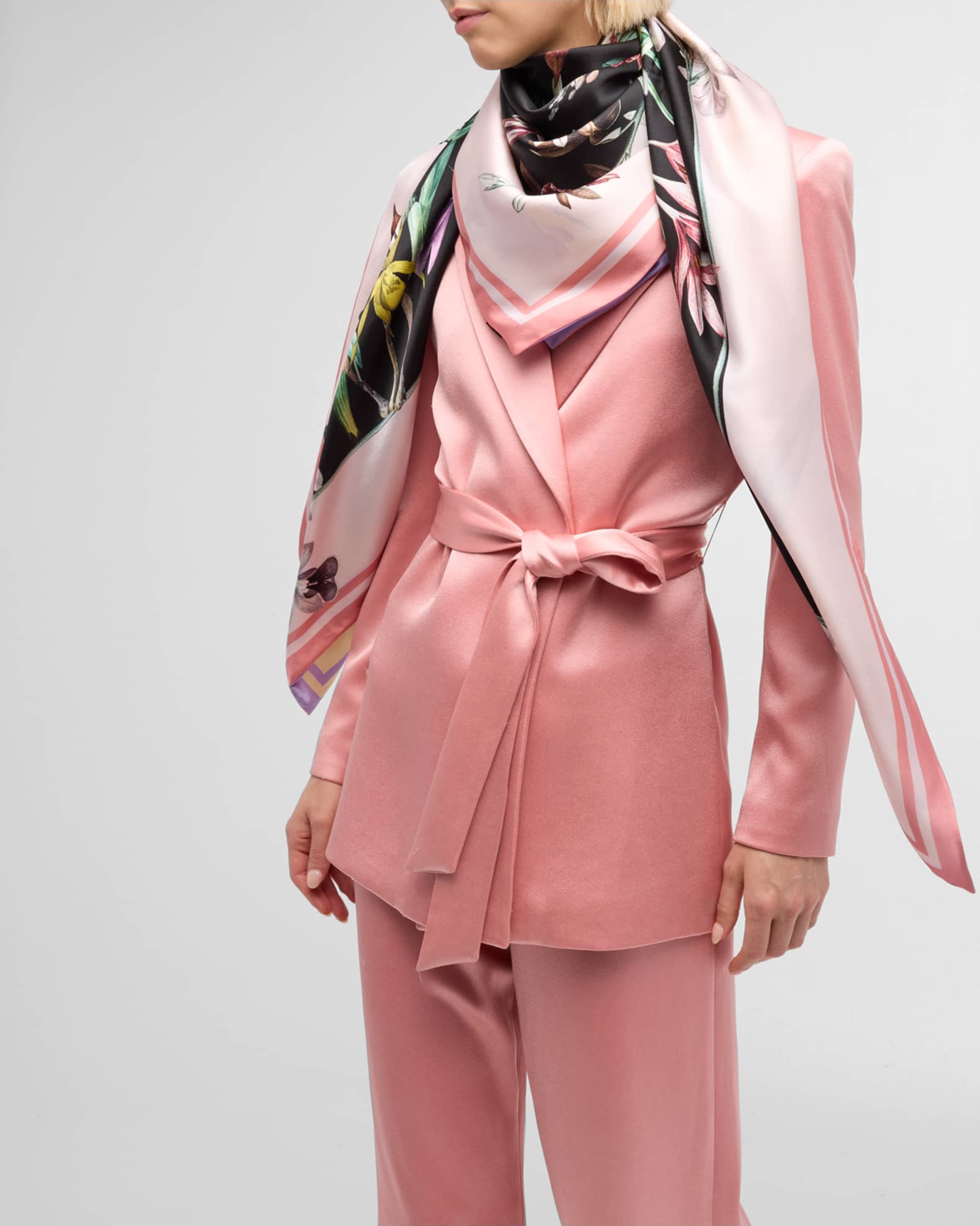 St. Piece Veronica Double-Sided Floral Silk Scarf | Neiman Marcus