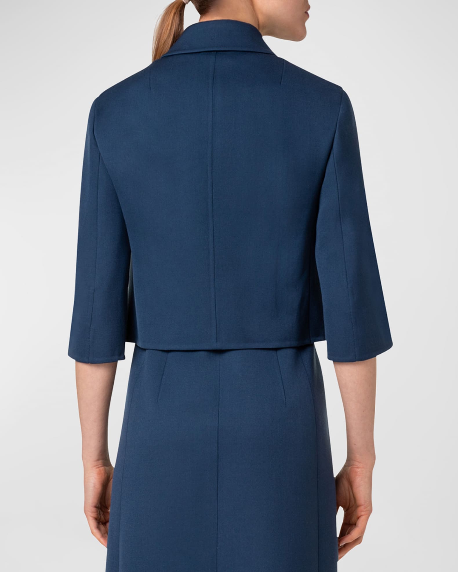Akris Winslow 3/4-Sleeve Double-Face Wool Boxy Crop Jacket | Neiman Marcus