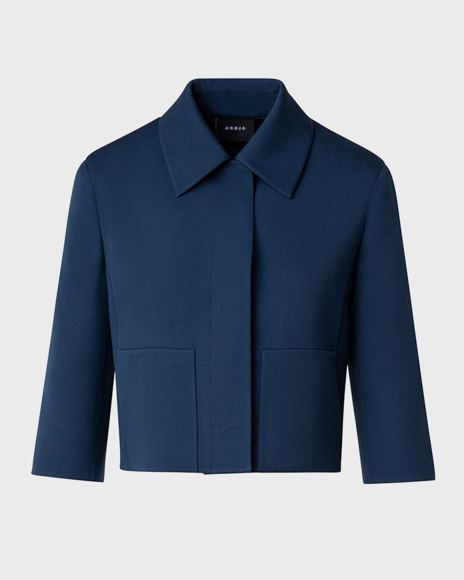 Akris Winslow 3/4-Sleeve Double-Face Wool Boxy Crop Jacket | Neiman Marcus