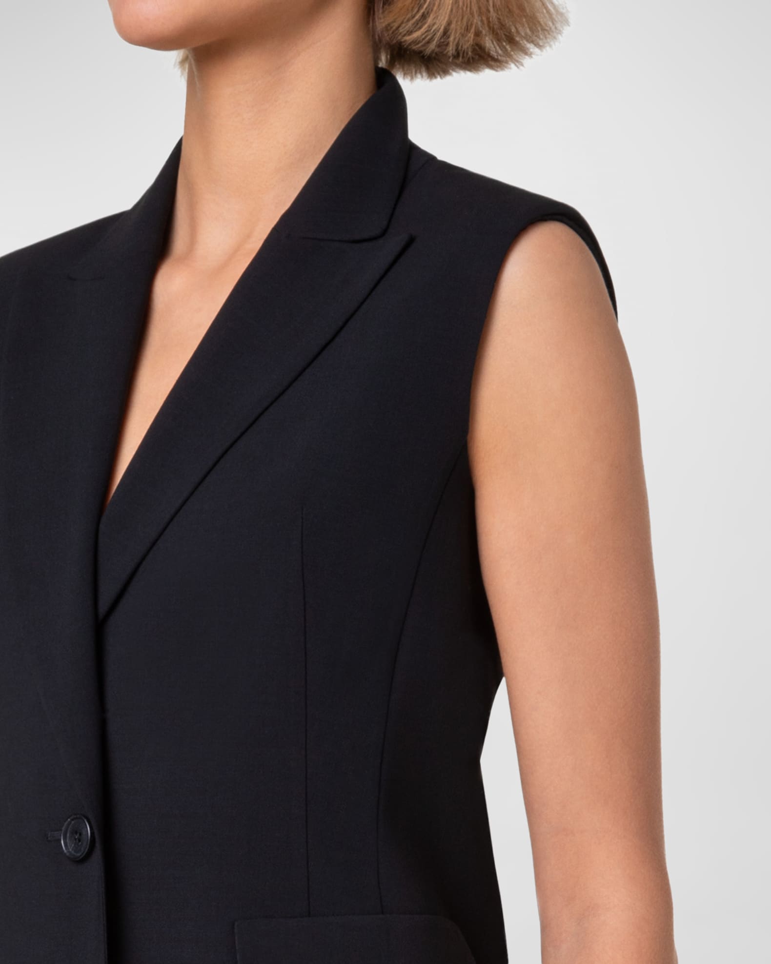 Akris Single-Breasted Sleeveless Mini Tuxedo Dress | Neiman Marcus