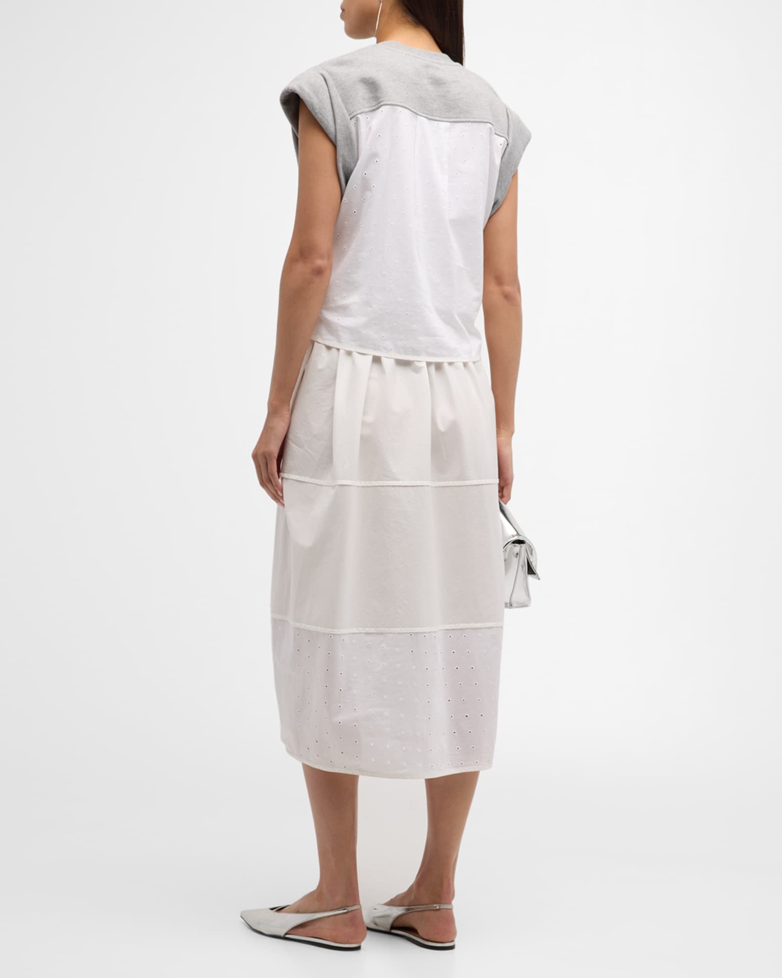 3.1 Phillip Lim Combo Tiered Sweatshirt Midi Dress | Neiman Marcus