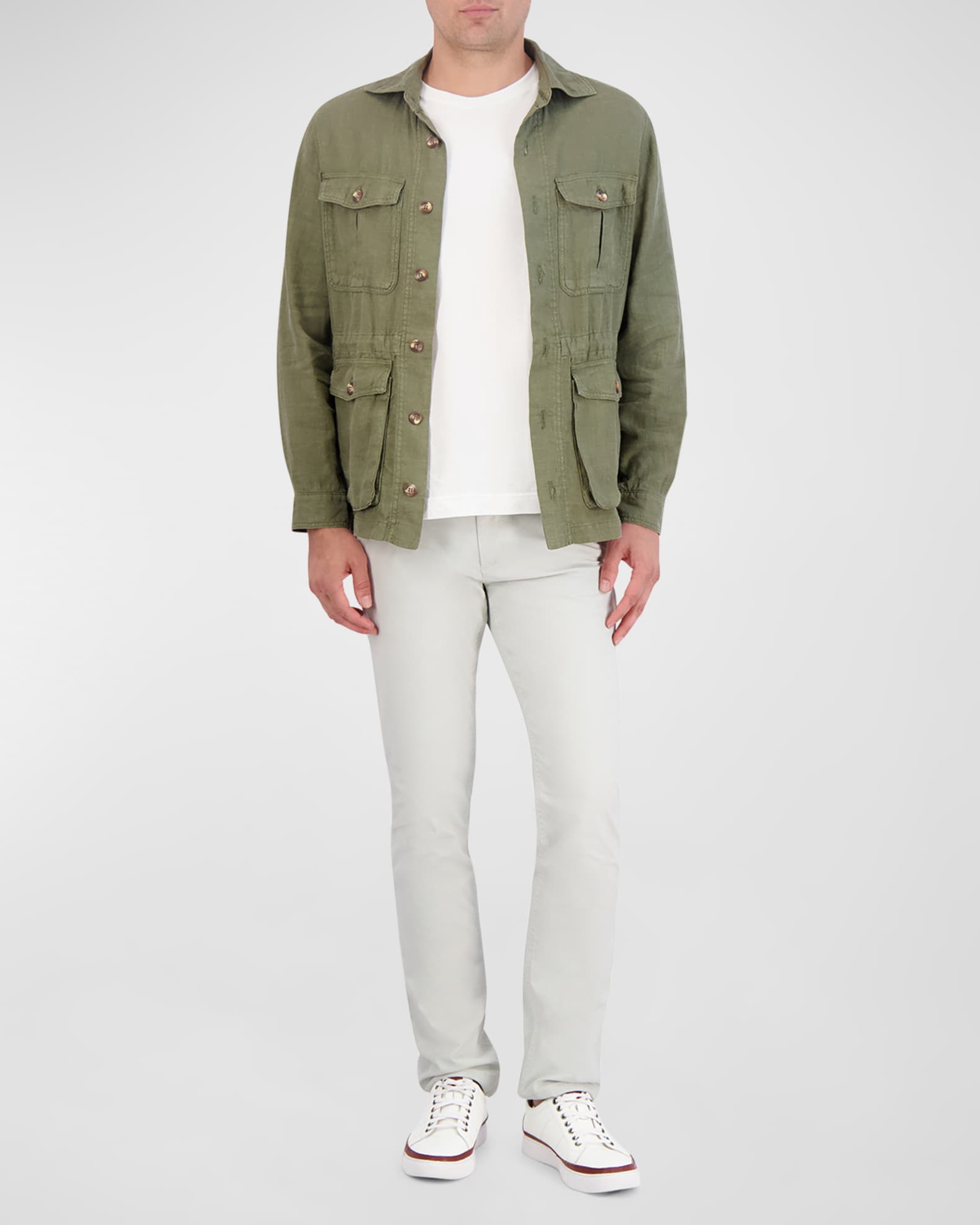 Robert Graham Men's Weston Linen Sahara Jacket | Neiman Marcus