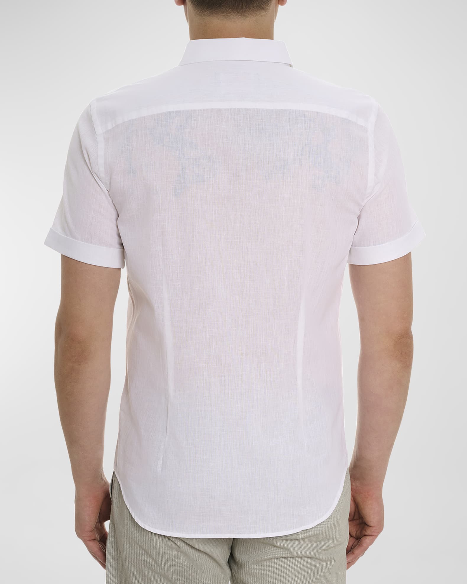 Robert Graham Men's Palmer Linen-Cotton Short-Sleeve Shirt | Neiman Marcus