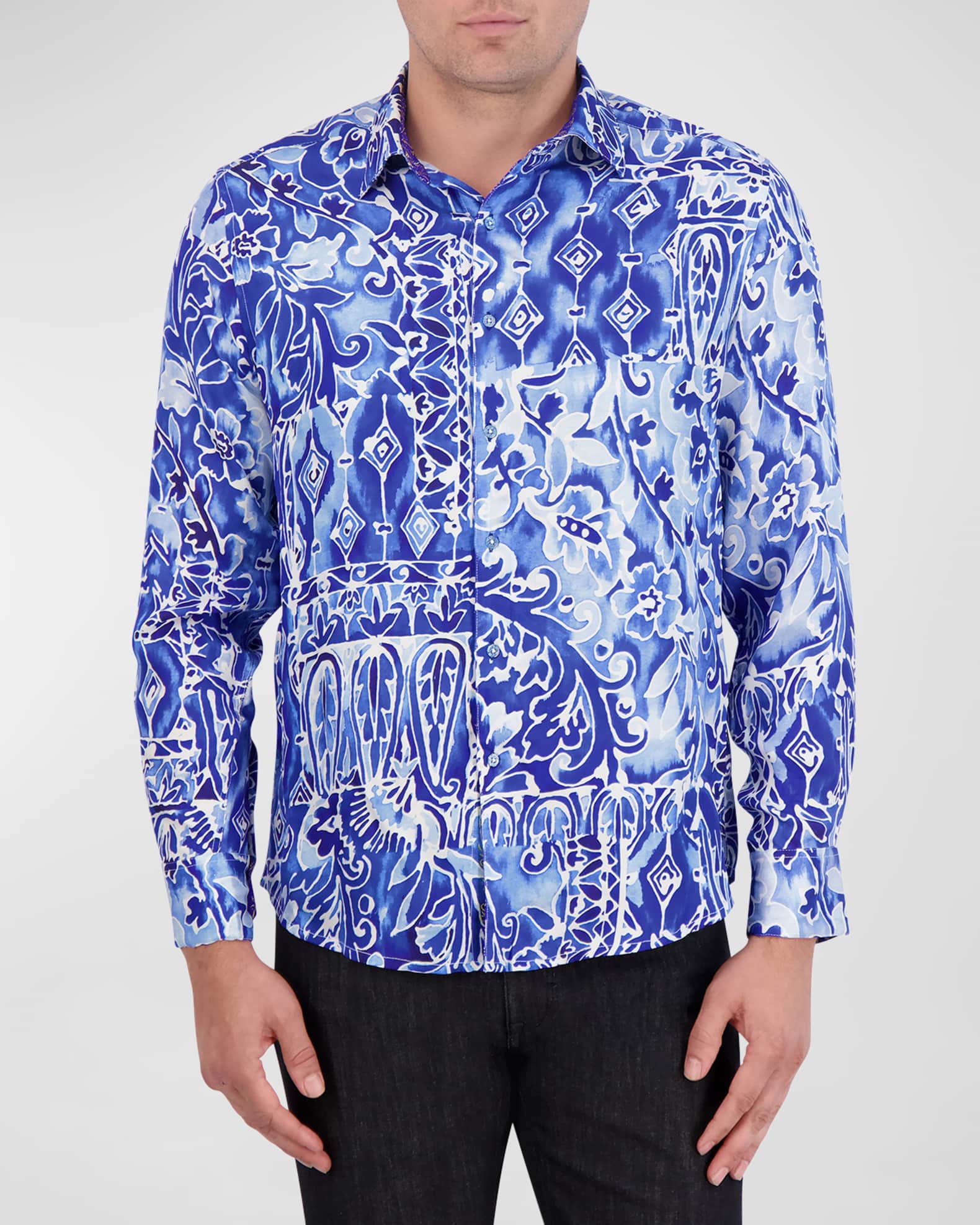 Robert Graham Men's Printed Silk Sport Shirt | Neiman Marcus