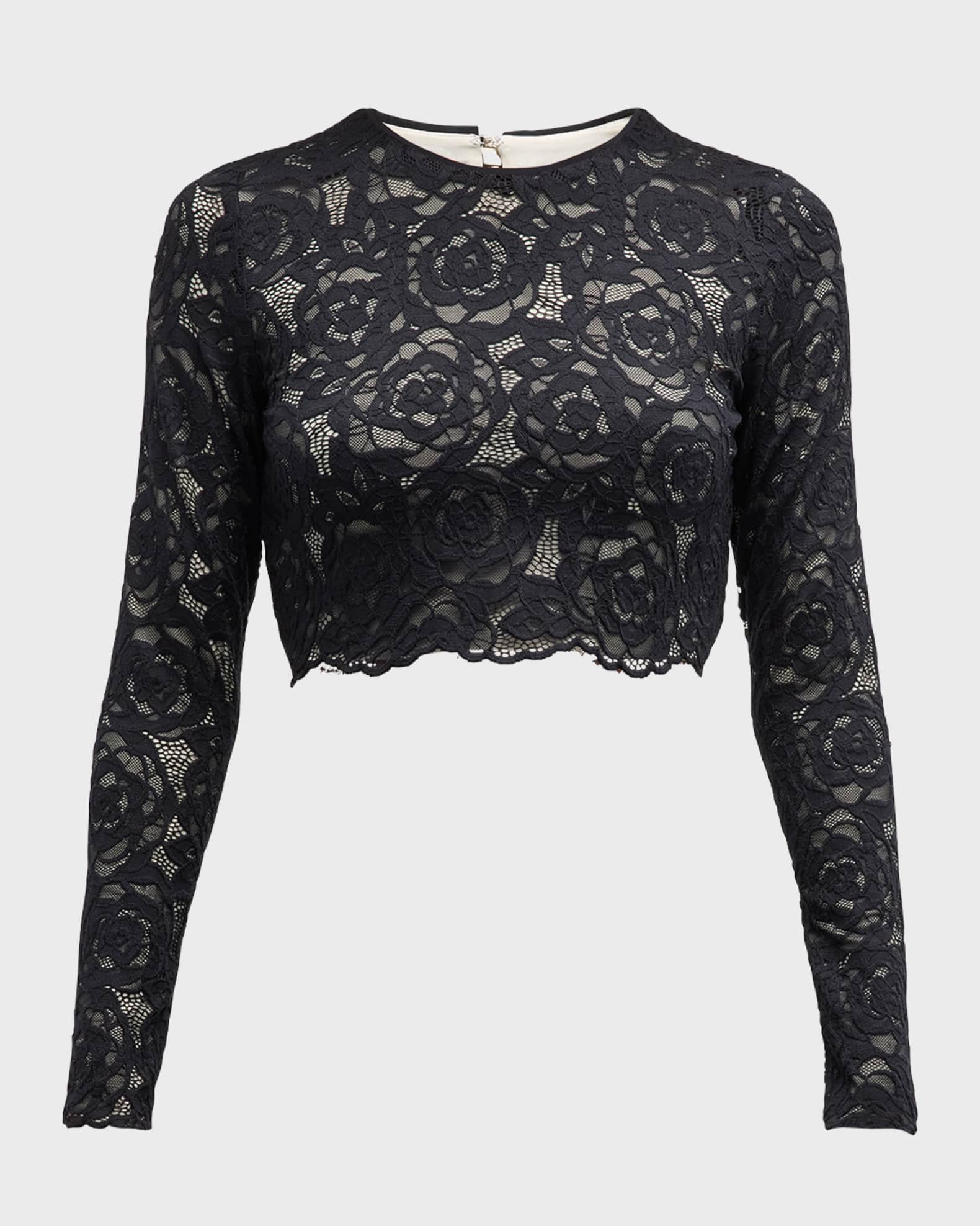 Le Superbe Super Garden Rose Lace Crop Top | Neiman Marcus