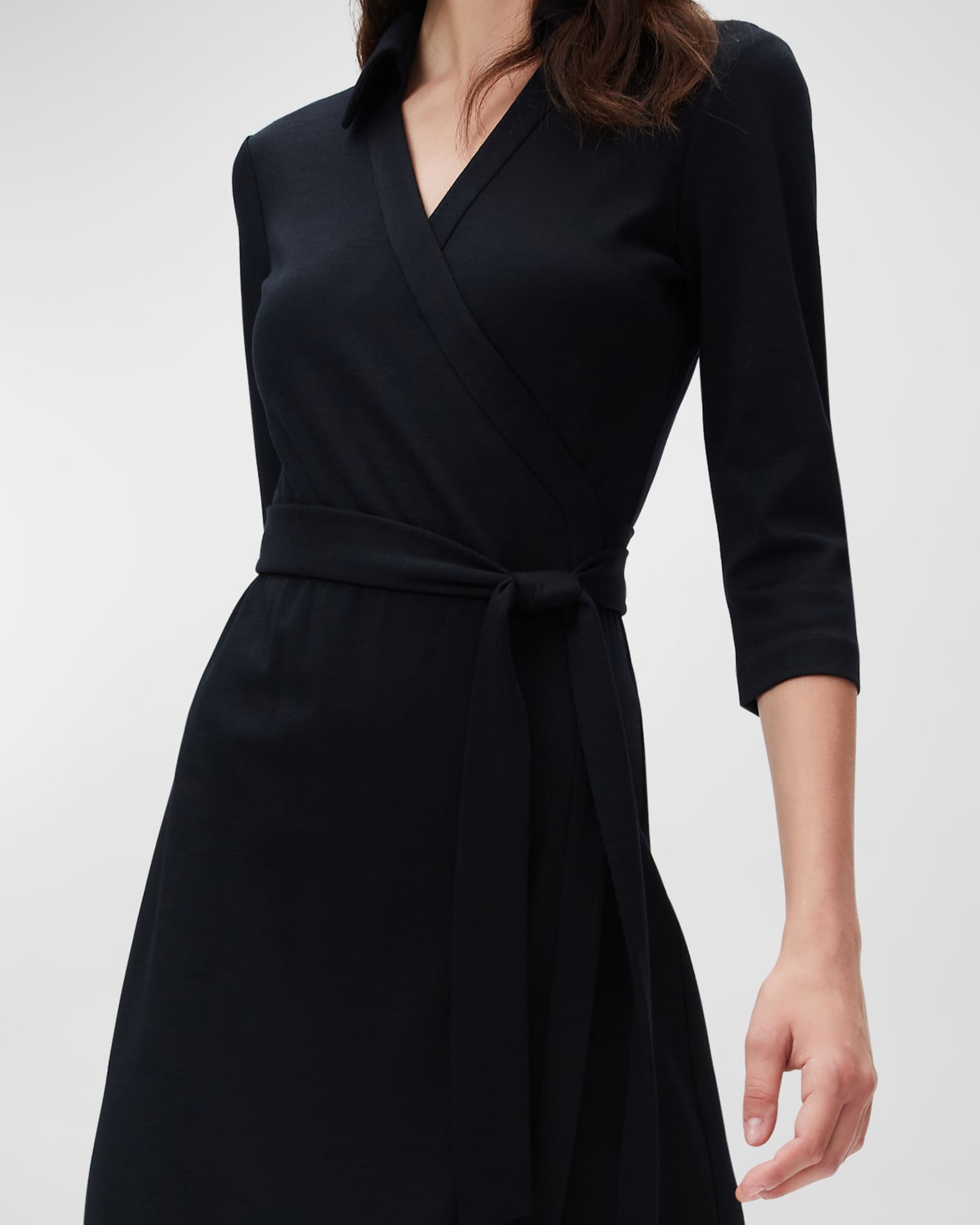 Diane von Furstenberg Abigail 3/4-Sleeve Midi Wrap Dress | Neiman Marcus