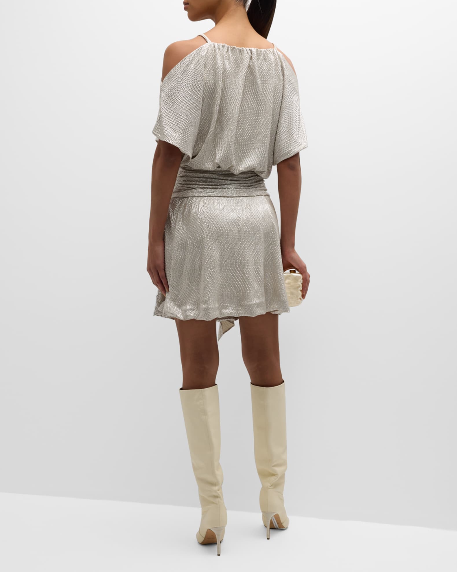 Iro Siranne Draped Open-Shoulder Mini Dress | Neiman Marcus