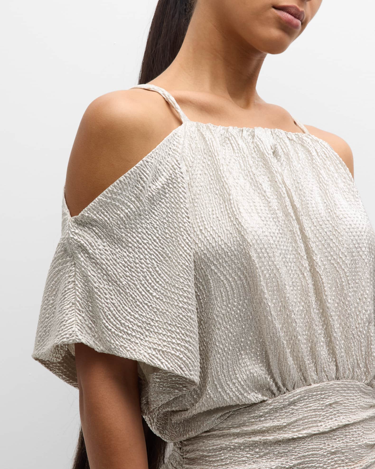 Iro Siranne Draped Open-Shoulder Mini Dress | Neiman Marcus