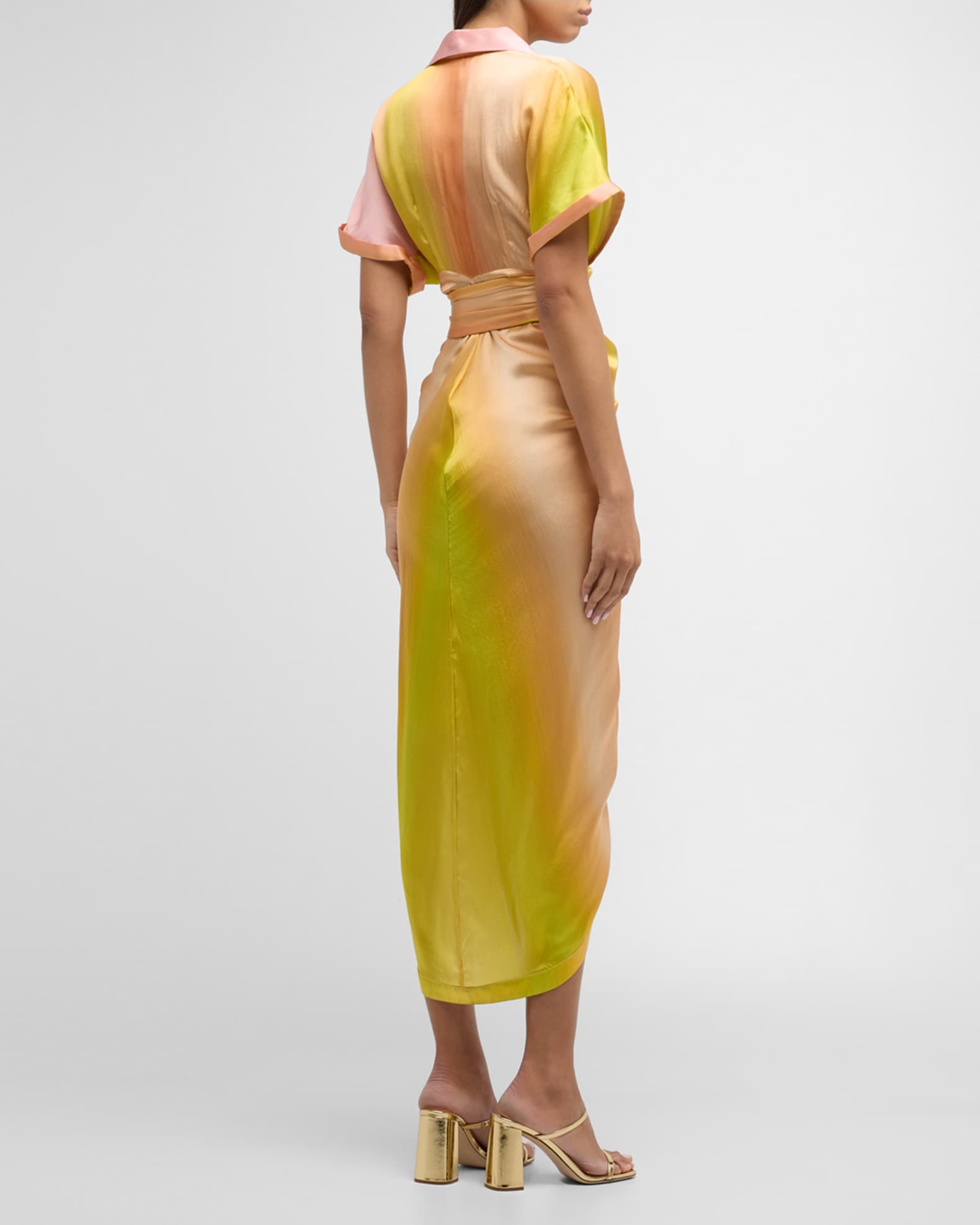 Le Superbe Miko Draped Short-Sleeve Shirtdress | Neiman Marcus