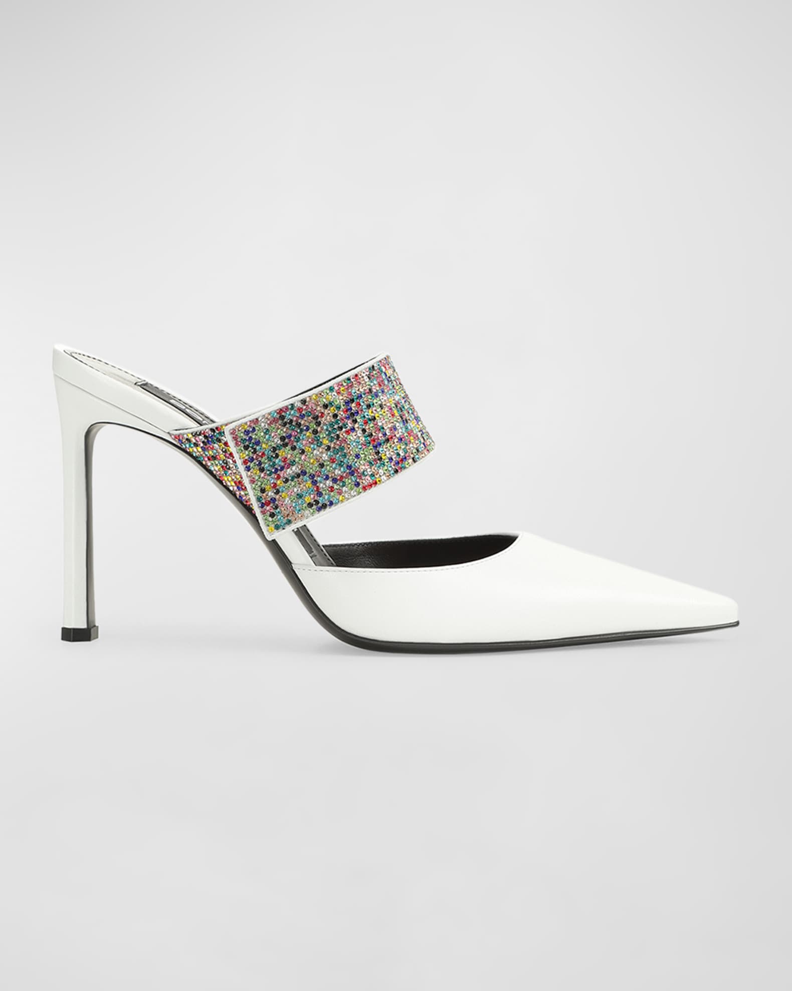 Sergio Rossi Crystal Nappa Leather Mules | Neiman Marcus