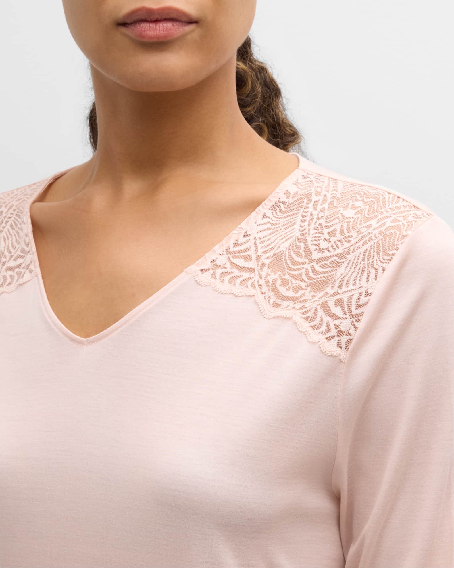 Hanro Josephine Lace-Trim Modal Nightgown | Neiman Marcus