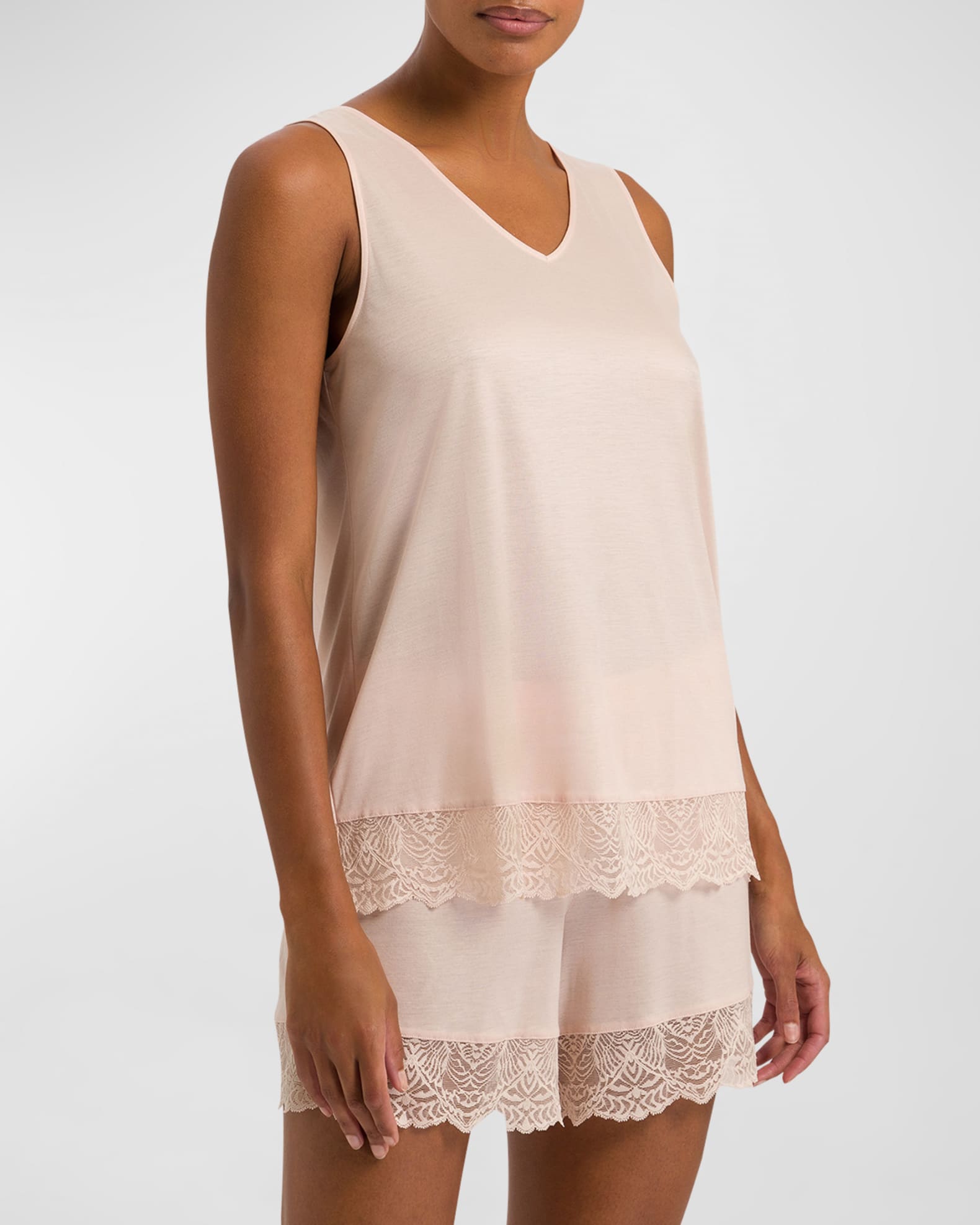 Hanro Josephine Lace-Trim Modal Pajama Set | Neiman Marcus