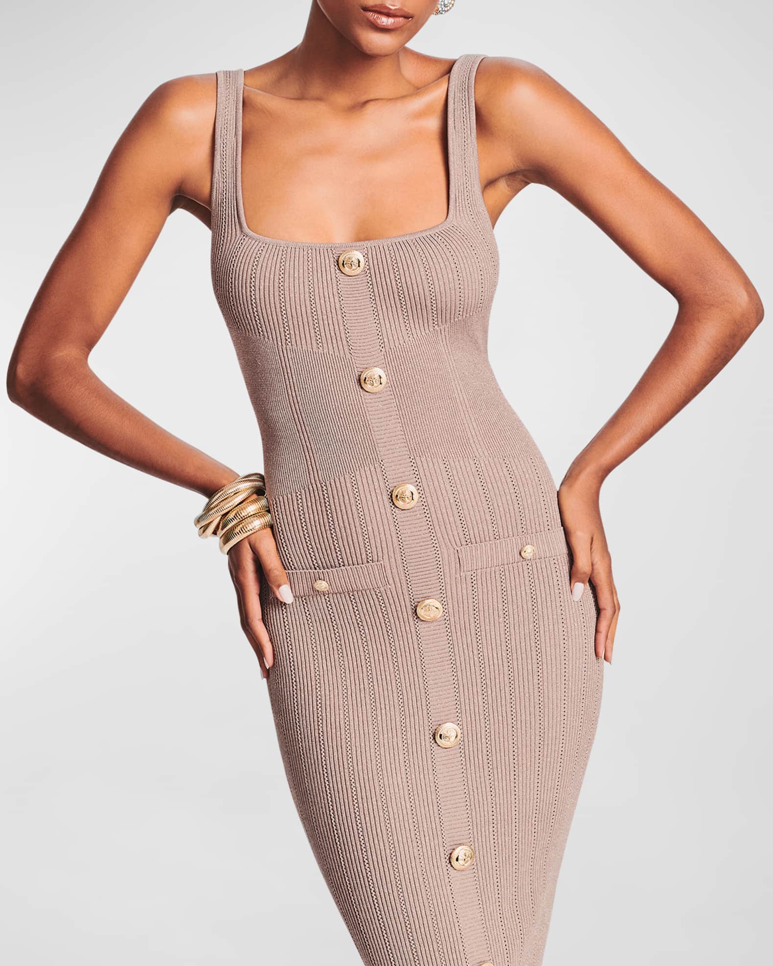 Retrofete Laney Metallic Knit Midi Bodycon Dress | Neiman Marcus